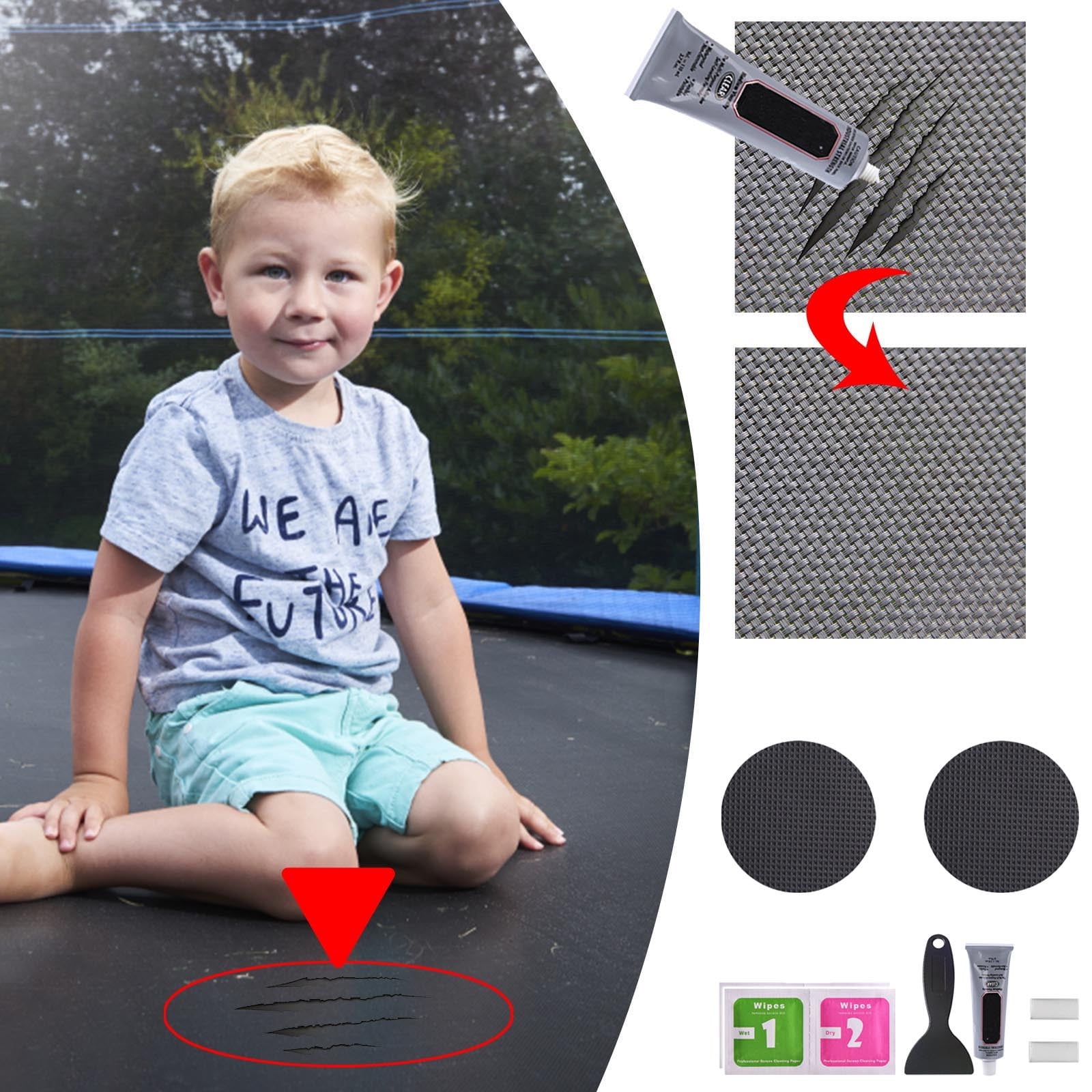Round Trampoline Patch Repair Kit, 4.1''x 4.1'' Waterproof Vinyl Repair ...