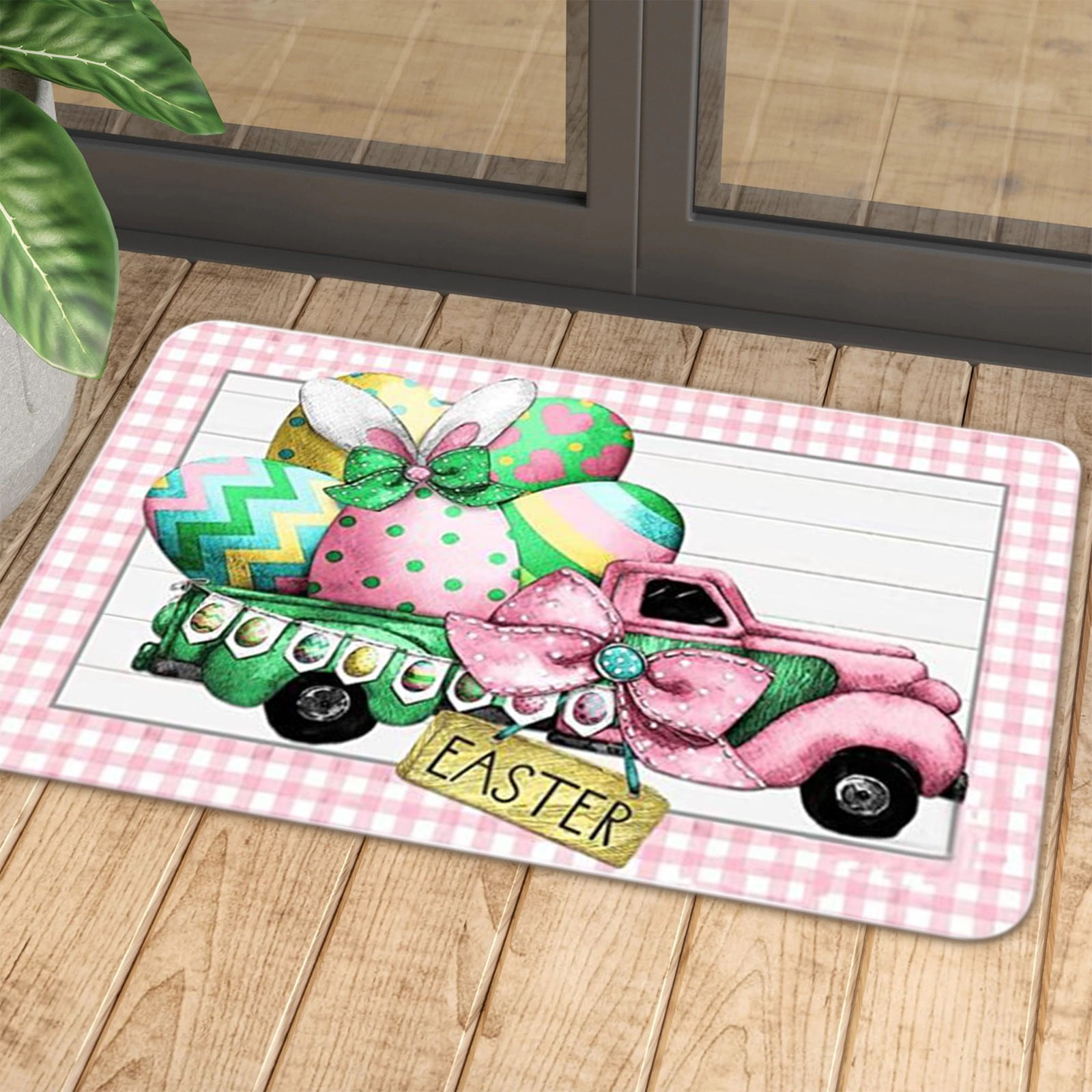 Quinlirra Easter Clearance Easter Doormat Easter Eggs Rabbit Entryway ...