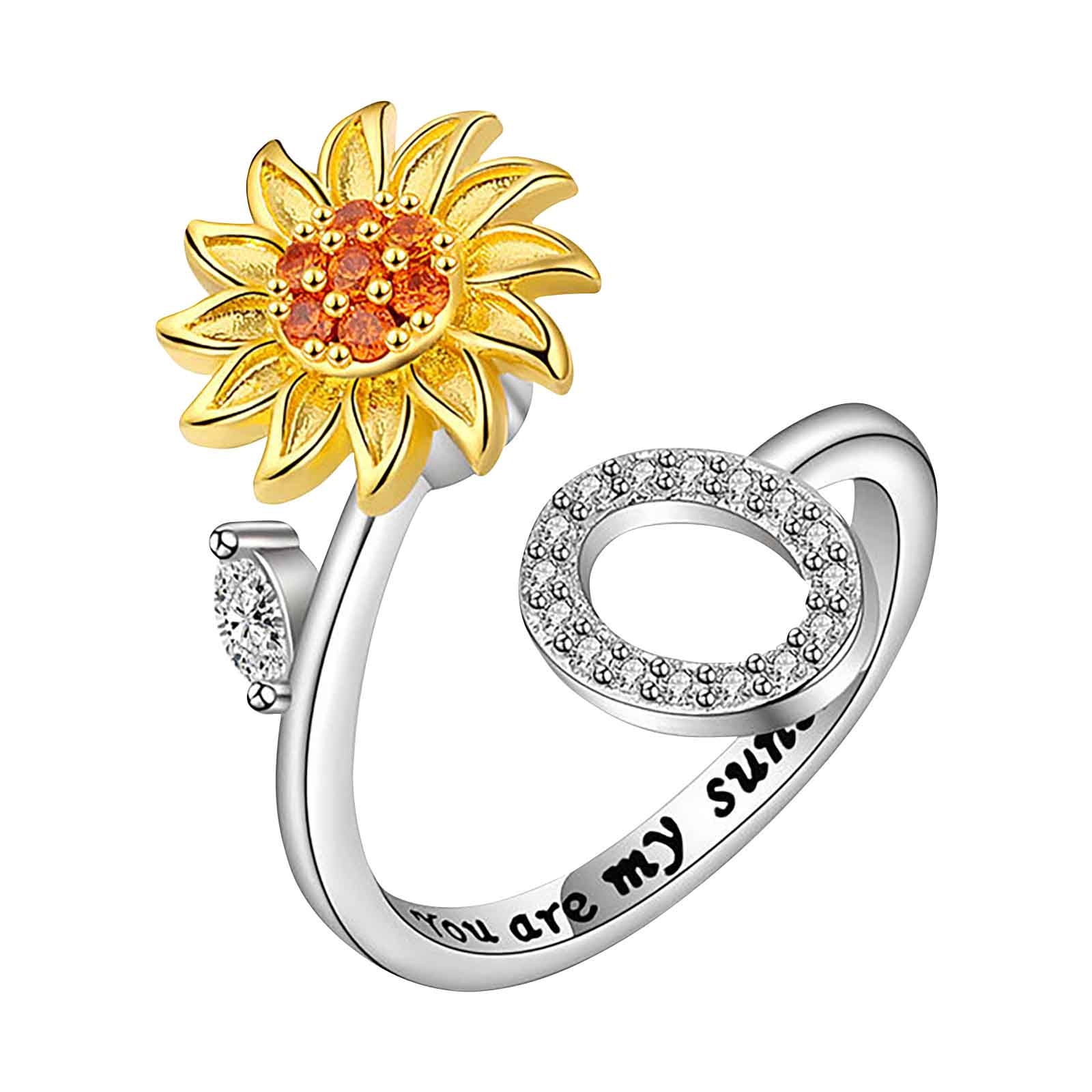 Quinlirra Easter Rings for Women Clearance Sunflower Rotating Ring 26 ...