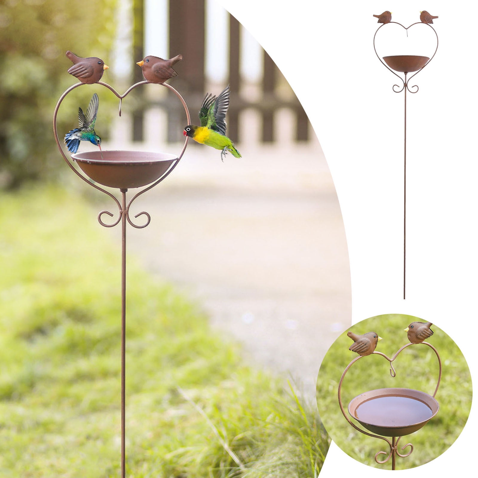 Todaioua Hummingbird Feeder for Outdoors, Metal Bird Feeder with Pole ...