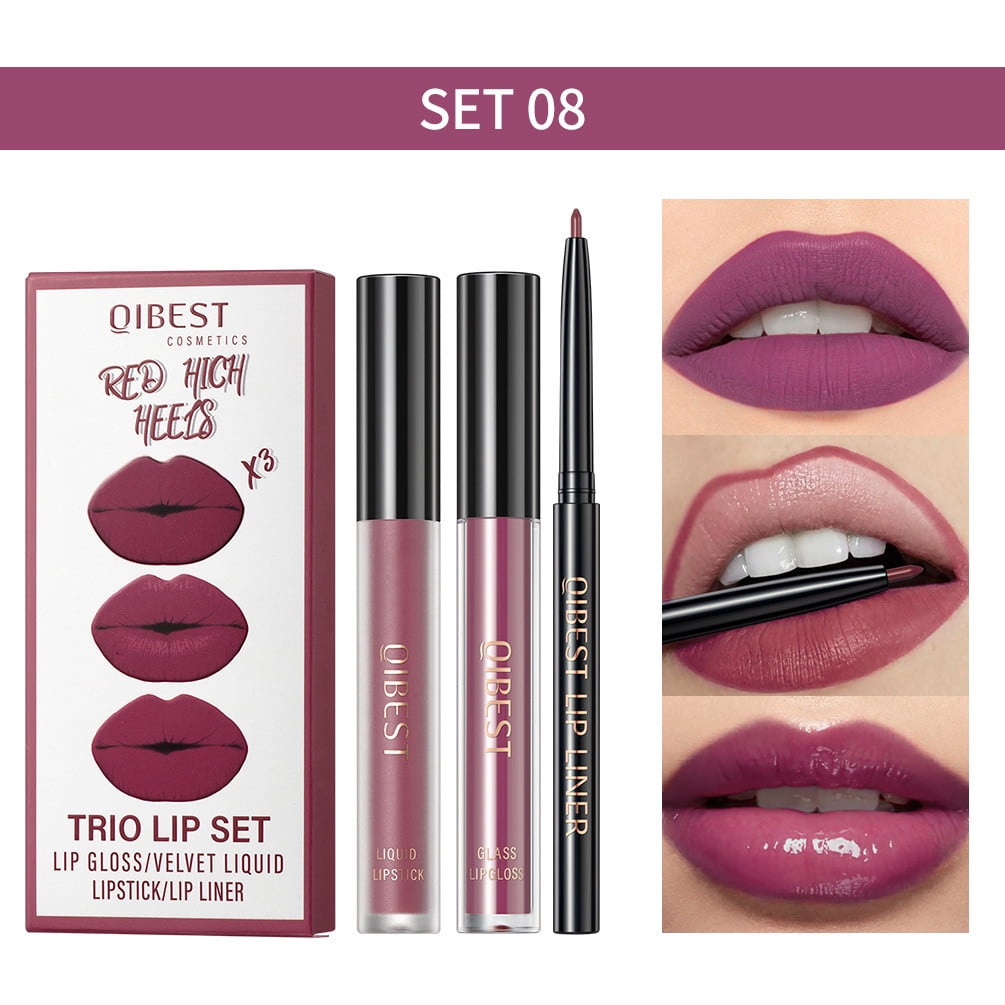 Todaioua Lip Gloss,Lip Liner,Velvet Lip Glaze Set, Lips Makeup Kits ...