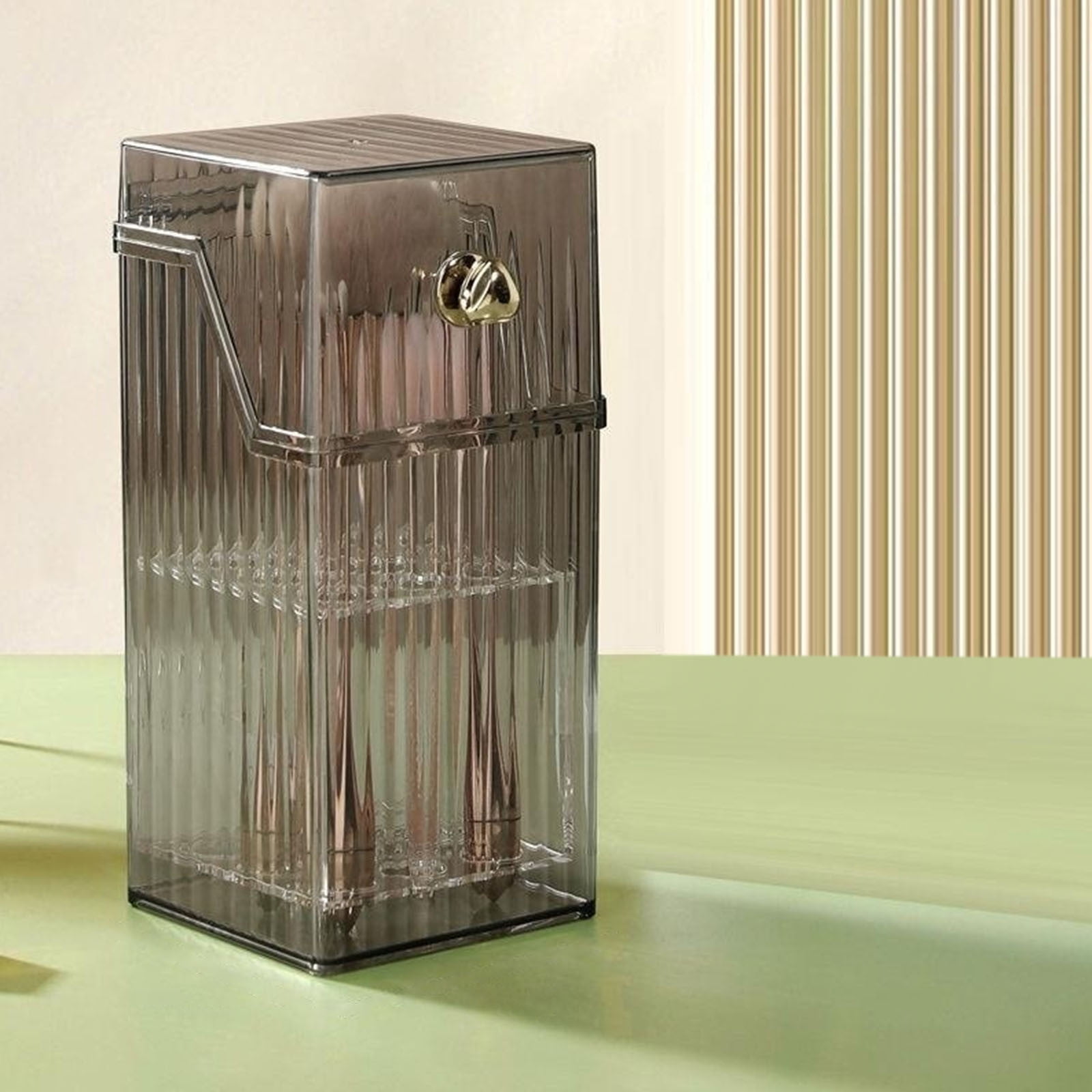 Makeup Brush Holder with Lid Cosmetic Tools Organizer Clear Dustproofs ...