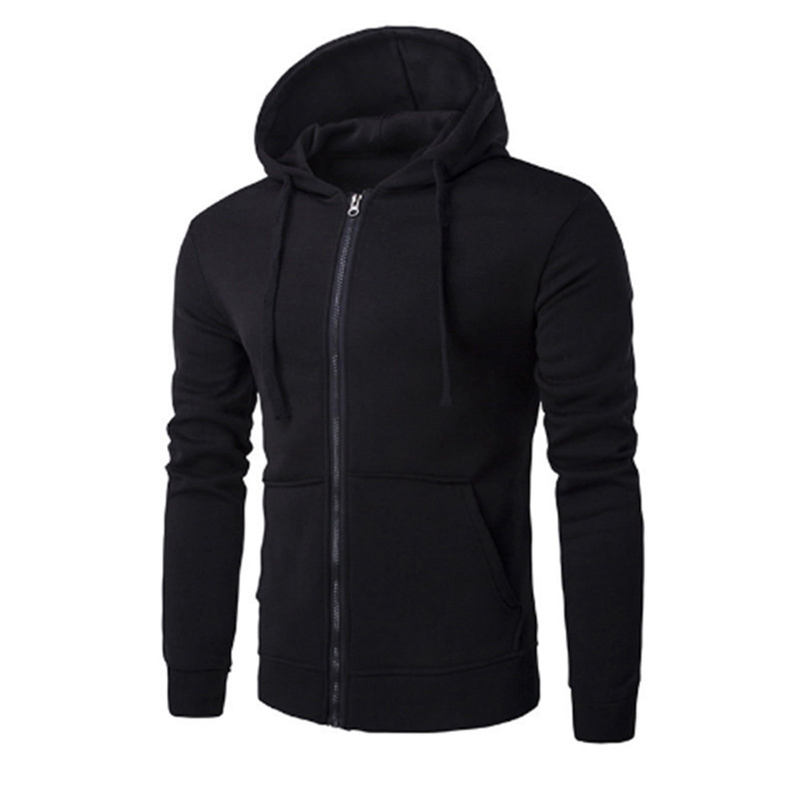 Quinlirra Mens Jacket No Hood Men's Solid Color Hooded Cardigan Loose ...