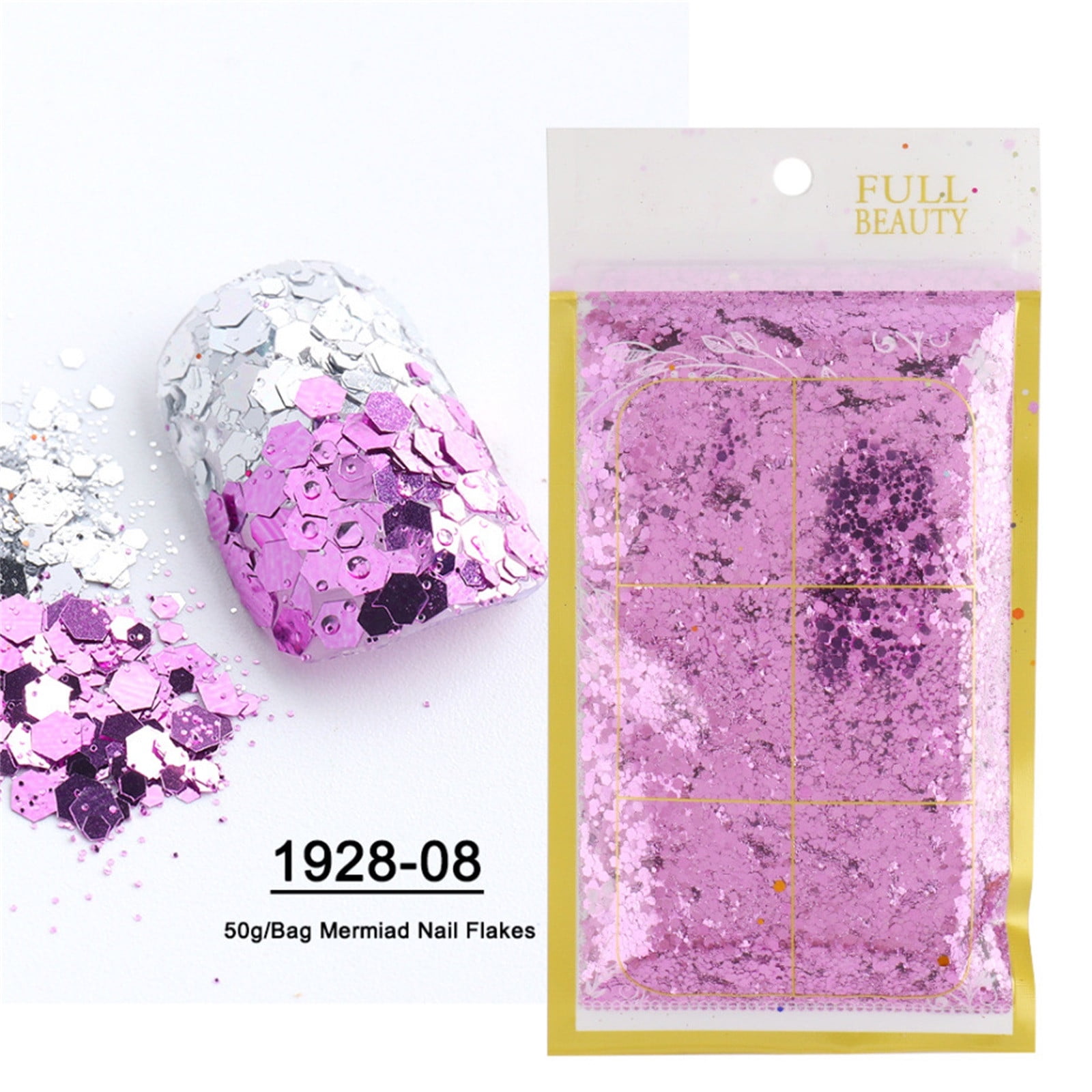 Todaioua Nail Art Sequins Mermaid Color Nails Patch Sequins Gradient ...