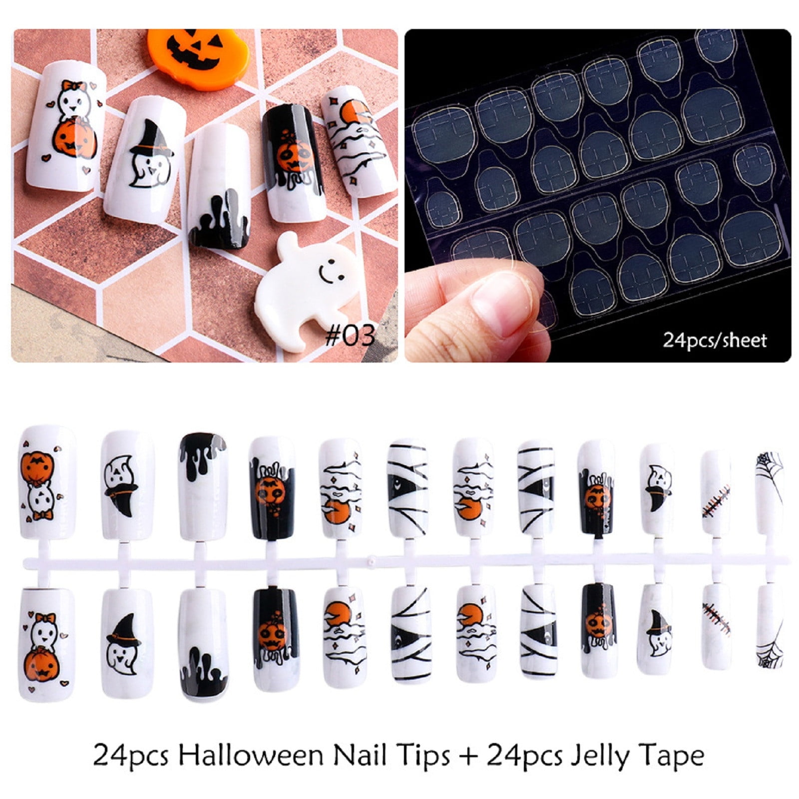 Todaioua Nail Art Sheets Halloween Painted Nail Sheets Removable Fake ...