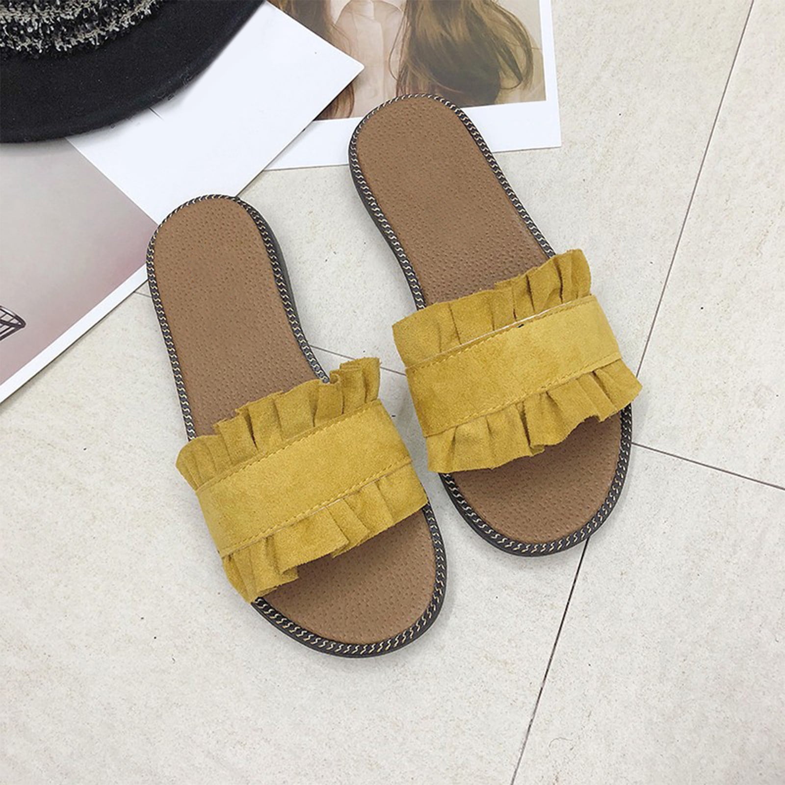 Sandals Women Flip-Flops Lace Flip-Flops Casual Flat Over Slippers ...