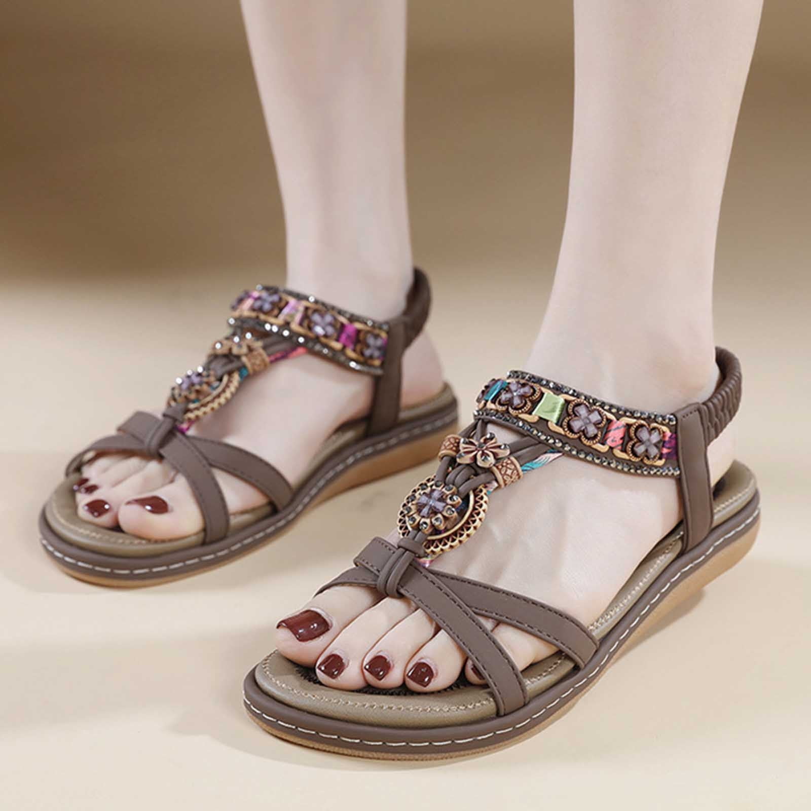 Sandals Women Summer New Floral Comfort Elastic Casual Seaside Beach ...