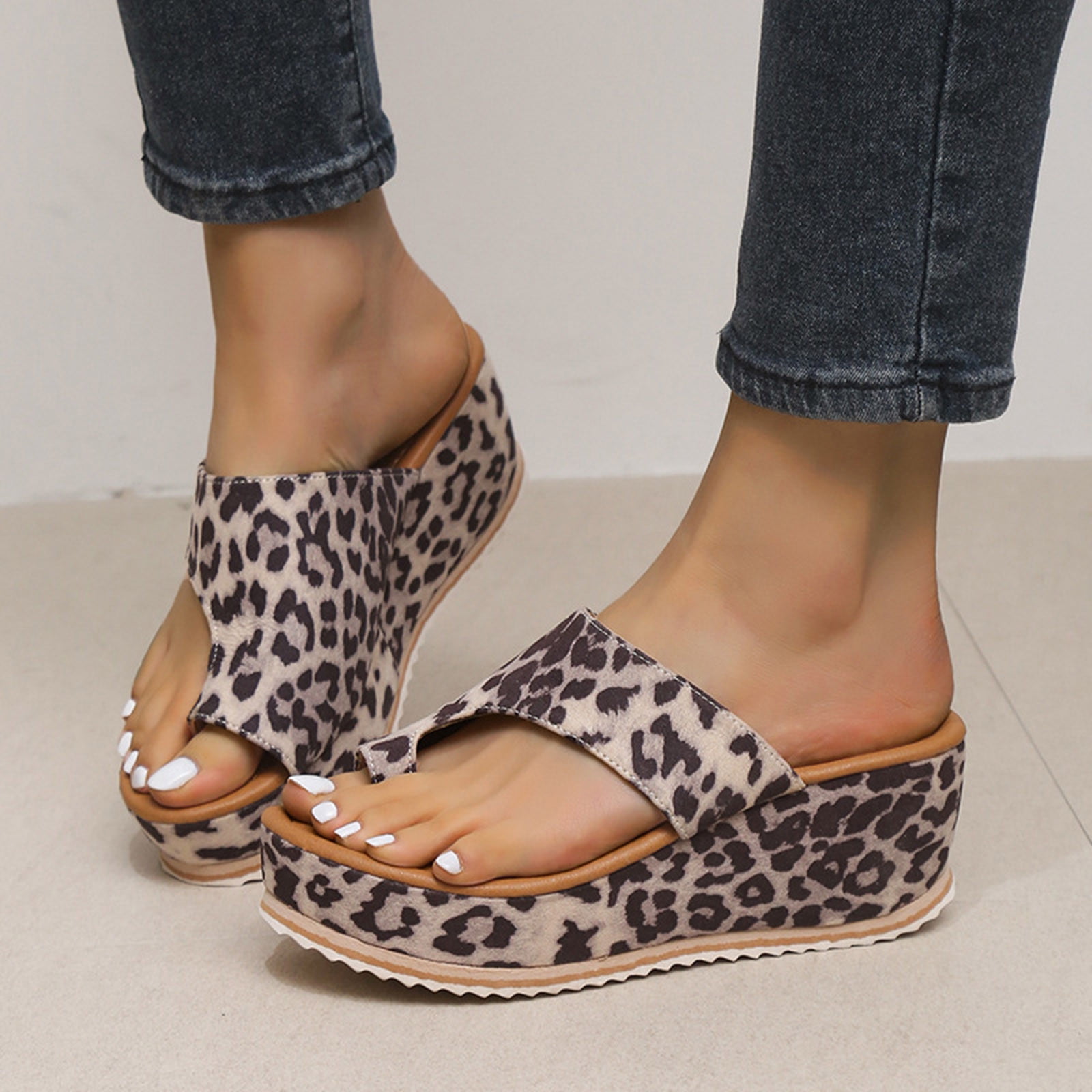 Quinlirra Sandals Women Summer One-Line Platform Toe Wedge Muffin ...