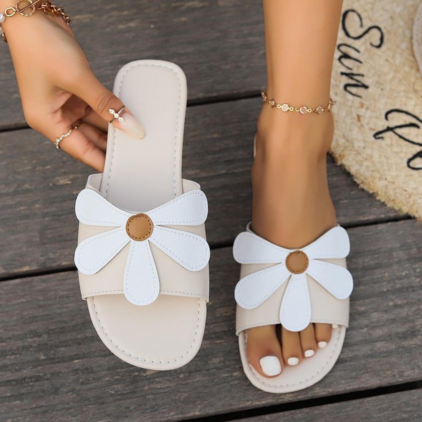 Quinlirra Sandals Women Summer Plus-Size New Flowers A Outside The ...
