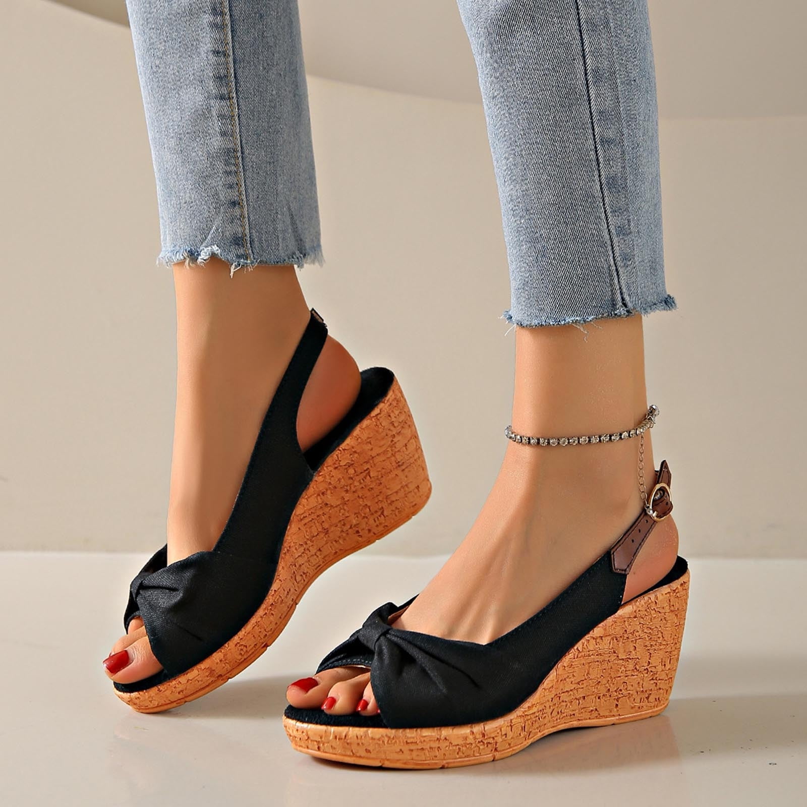 Quinlirra Sandals Women Summer Size Wedge Fish Mouth Roman Sandals ...