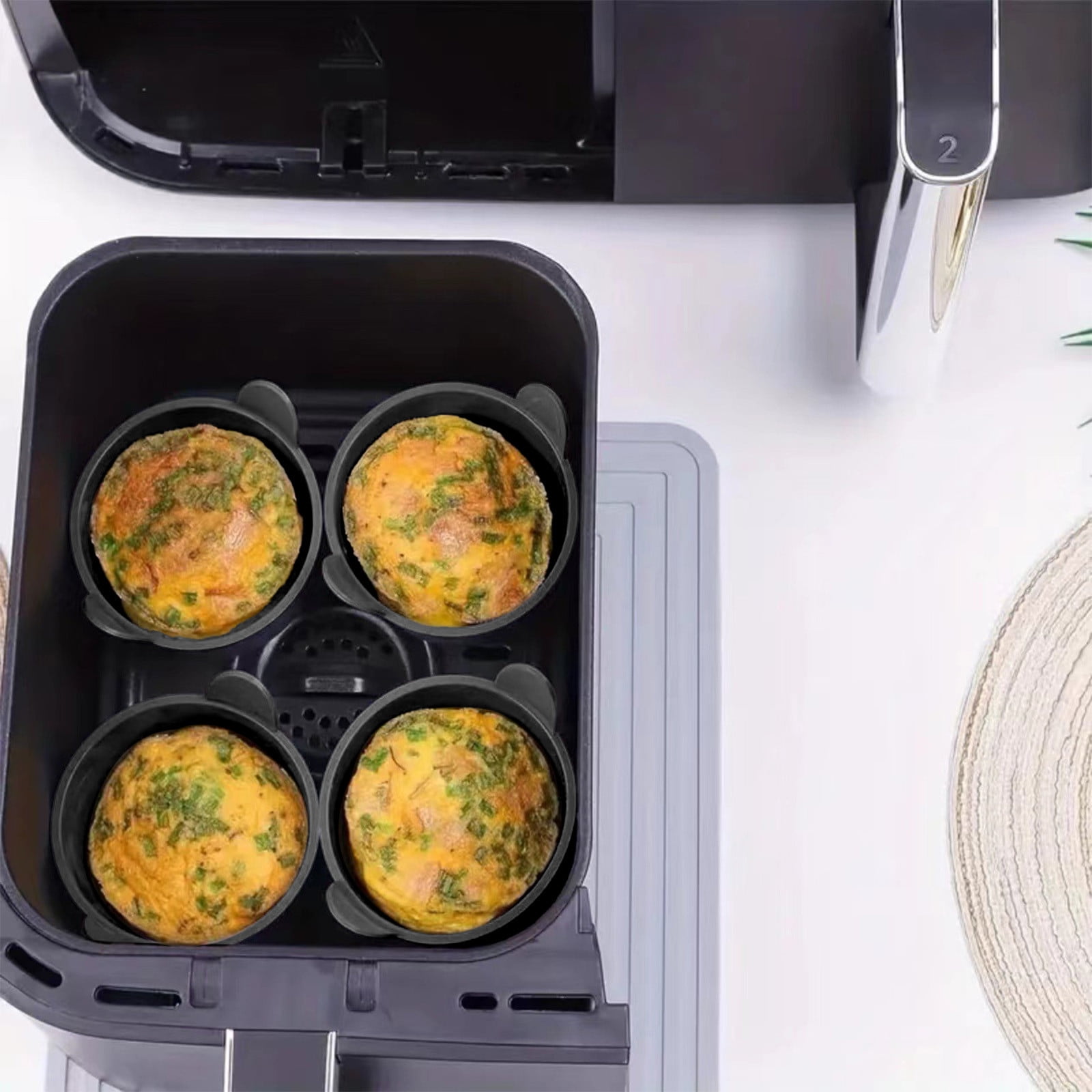 Quinlirra Silicone Air Fryer Egg Mold, Reusable Nonstick Egg Bites Pan ...