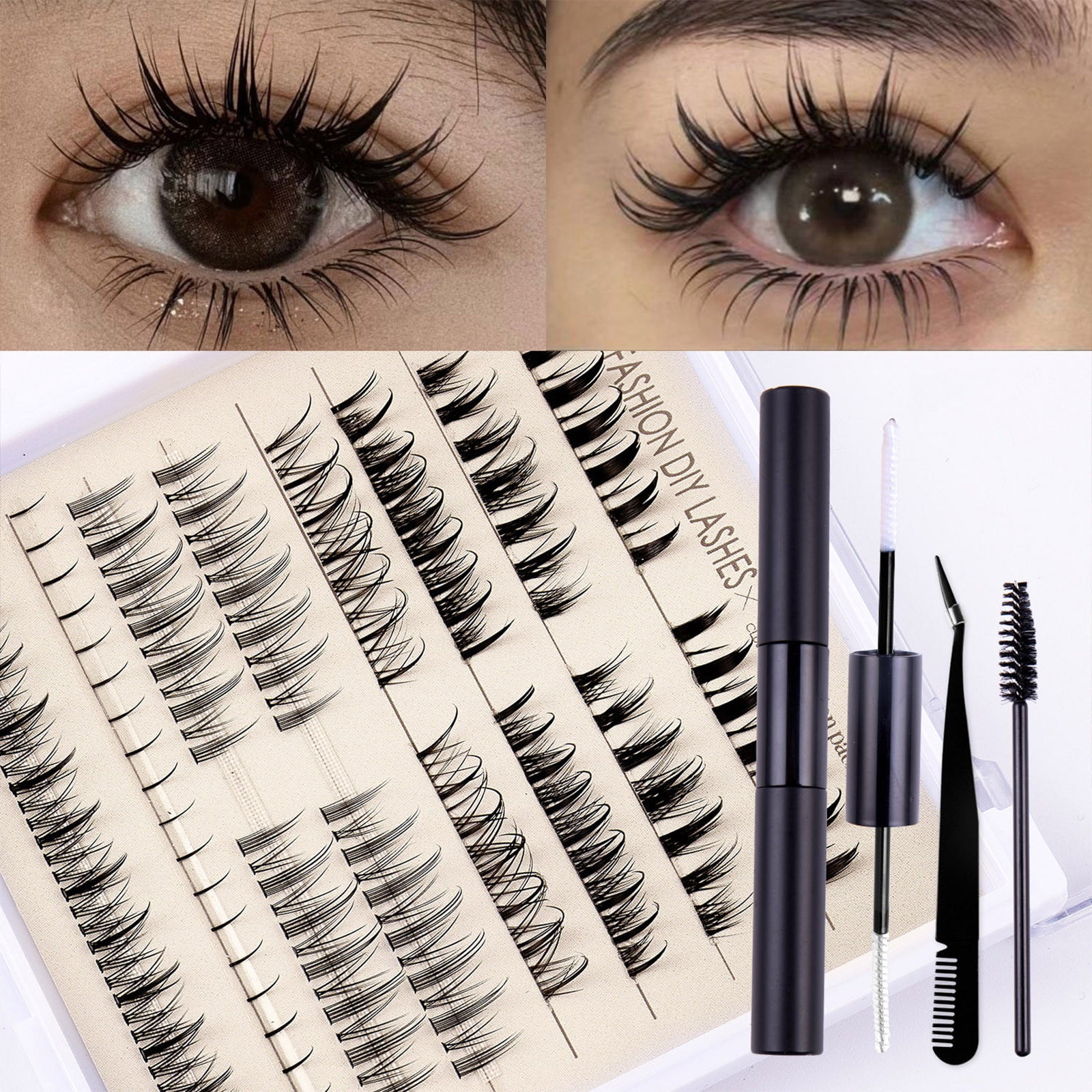 Todaioua Single Cluster False Eyelashes Mixed Simulation Dense Diy ...