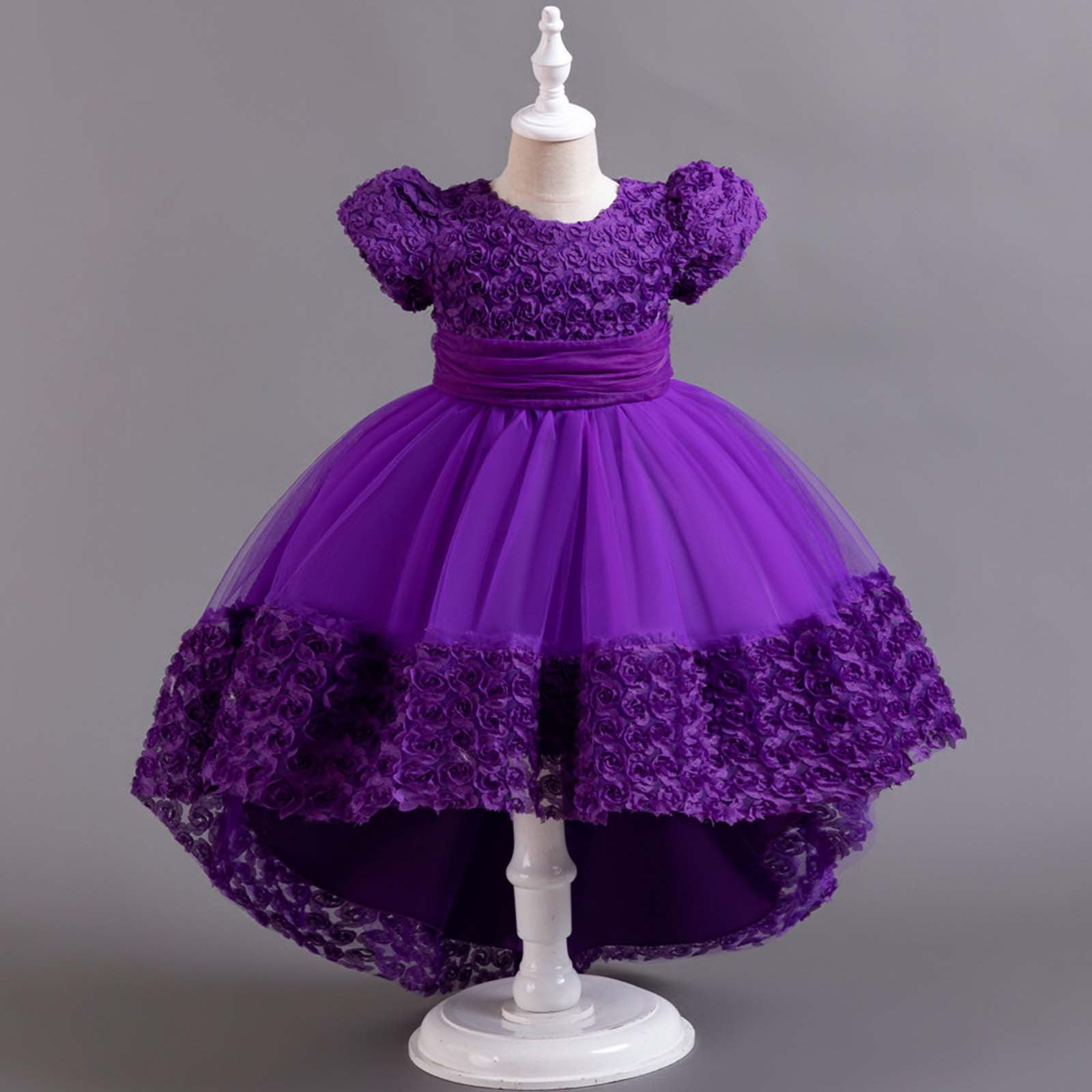 Quinlirra Spring Dresses for Girls 2024 Kids Children Rose Flower Train ...