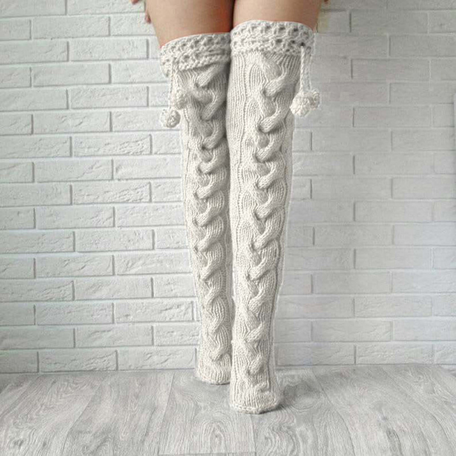 Quinlirra Women's Calf Socks, Women Cable Knit Extra Long Boot Socks ...