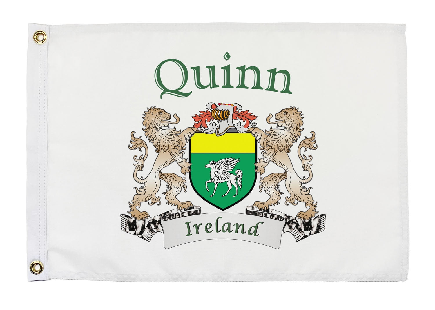 Quinn(Alt Irish Coat of Arms Small White Flag - 16"x10.5" inches ...