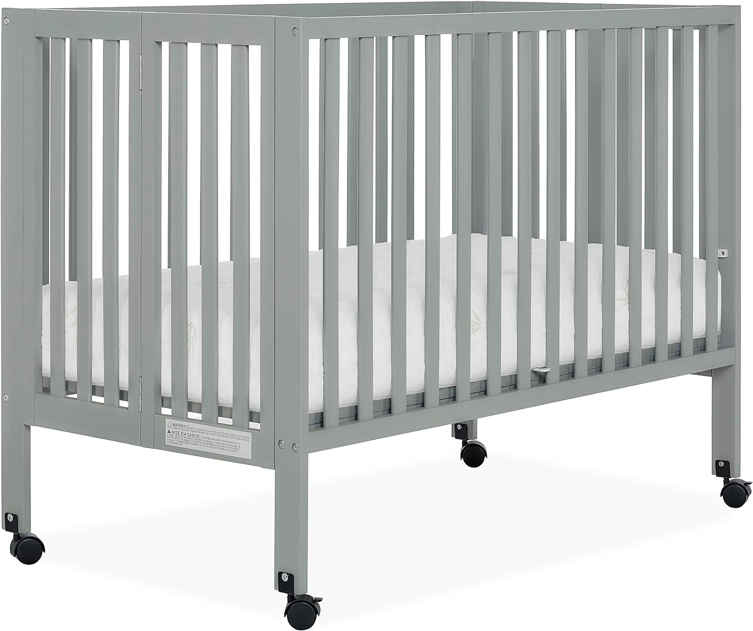Quinn Full-Size Folding Crib in Cool Grey, Removeable Wheels, Modern ...