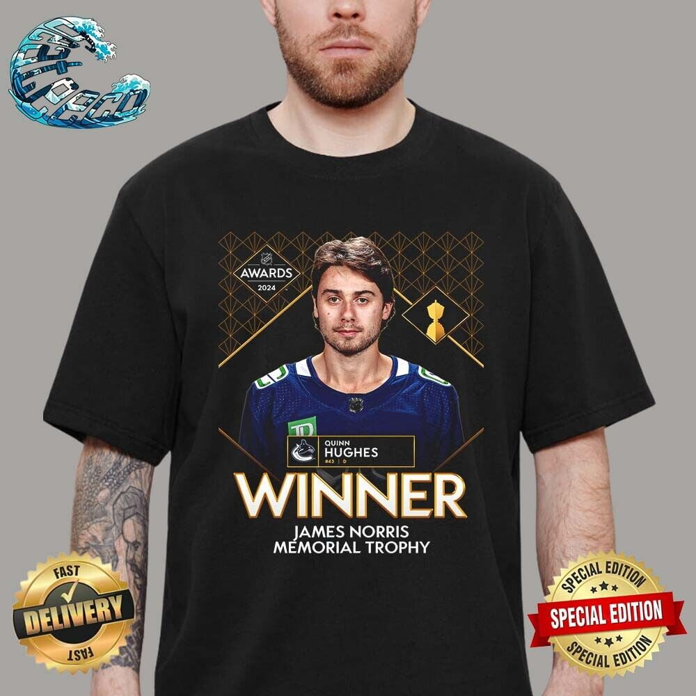 Quinn Hughes Is The 2024 James Norris Memorial Trophy Winner T-Shirt ...