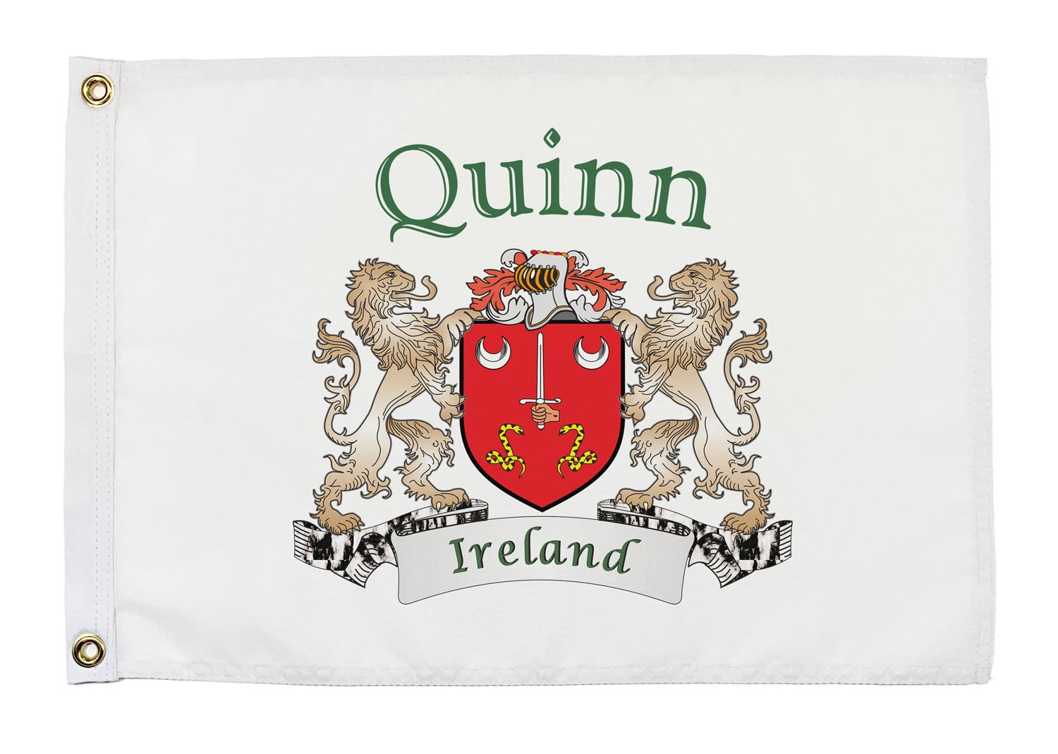 Quinn Irish Coat of Arms Small White Flag - 16"x10.5" inches - Walmart.com