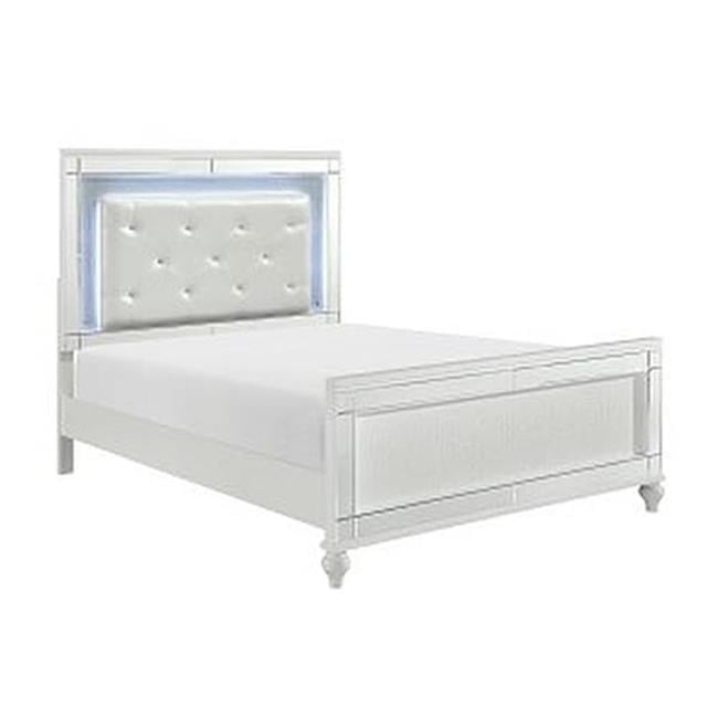 Quinn Modern Bed with Backlit LED Headboard, Crisp White - Queen Size ...