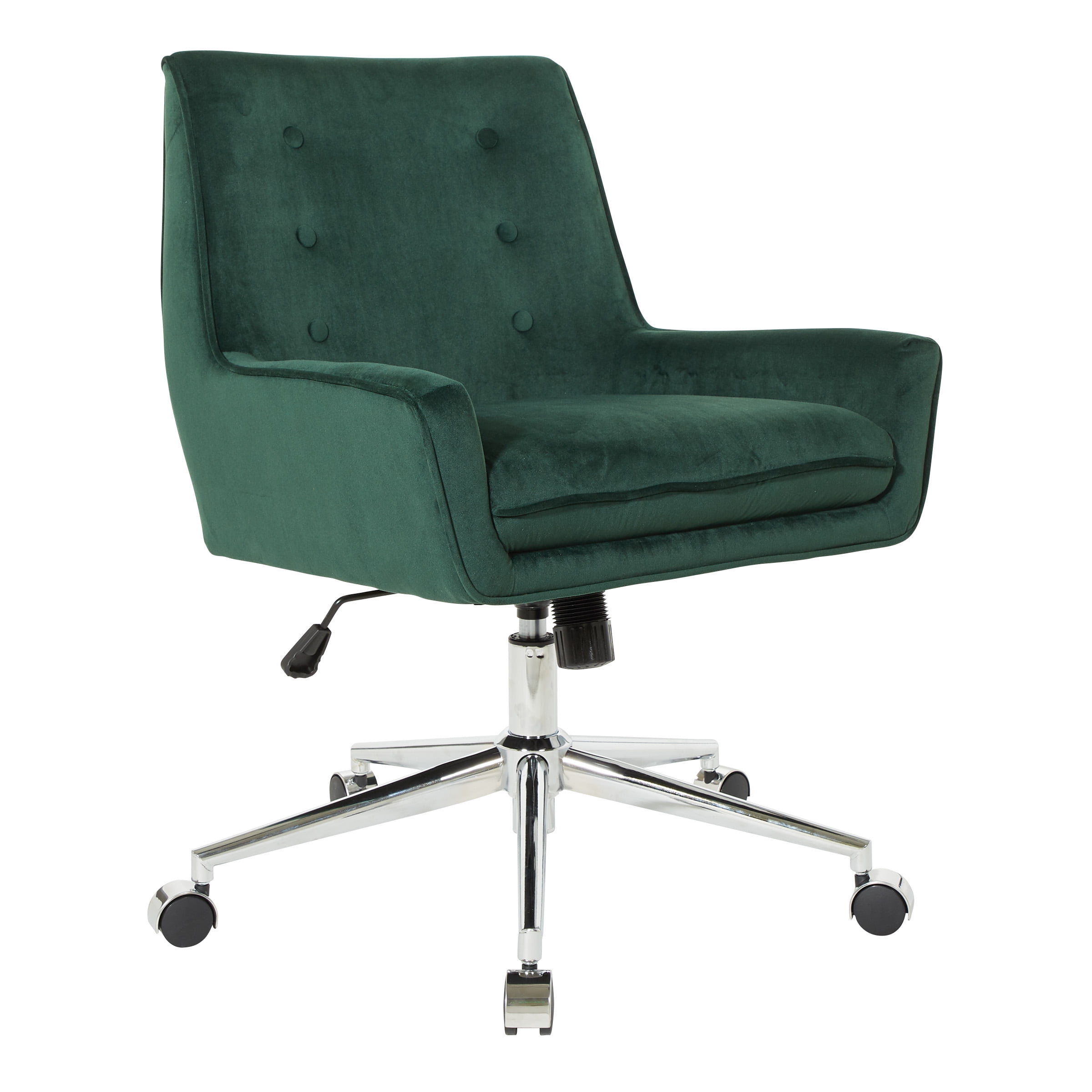 Quinn Office Chair in Emerald Green Velvet with Chrome Base KD ...