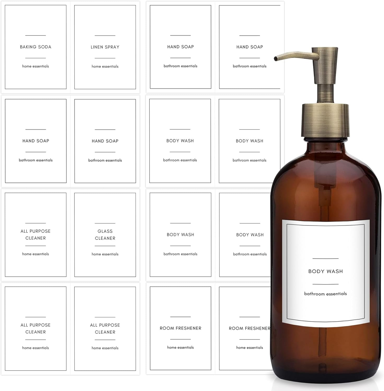 Labels Soap Stickers Waterproof Bottle Label Hand Bathroom Cleaning ...