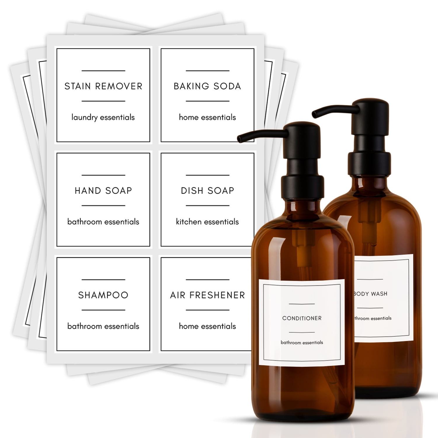 Pack of 64 Waterproof Soap & Spray Labels for Plastic/Glass Bottles ...