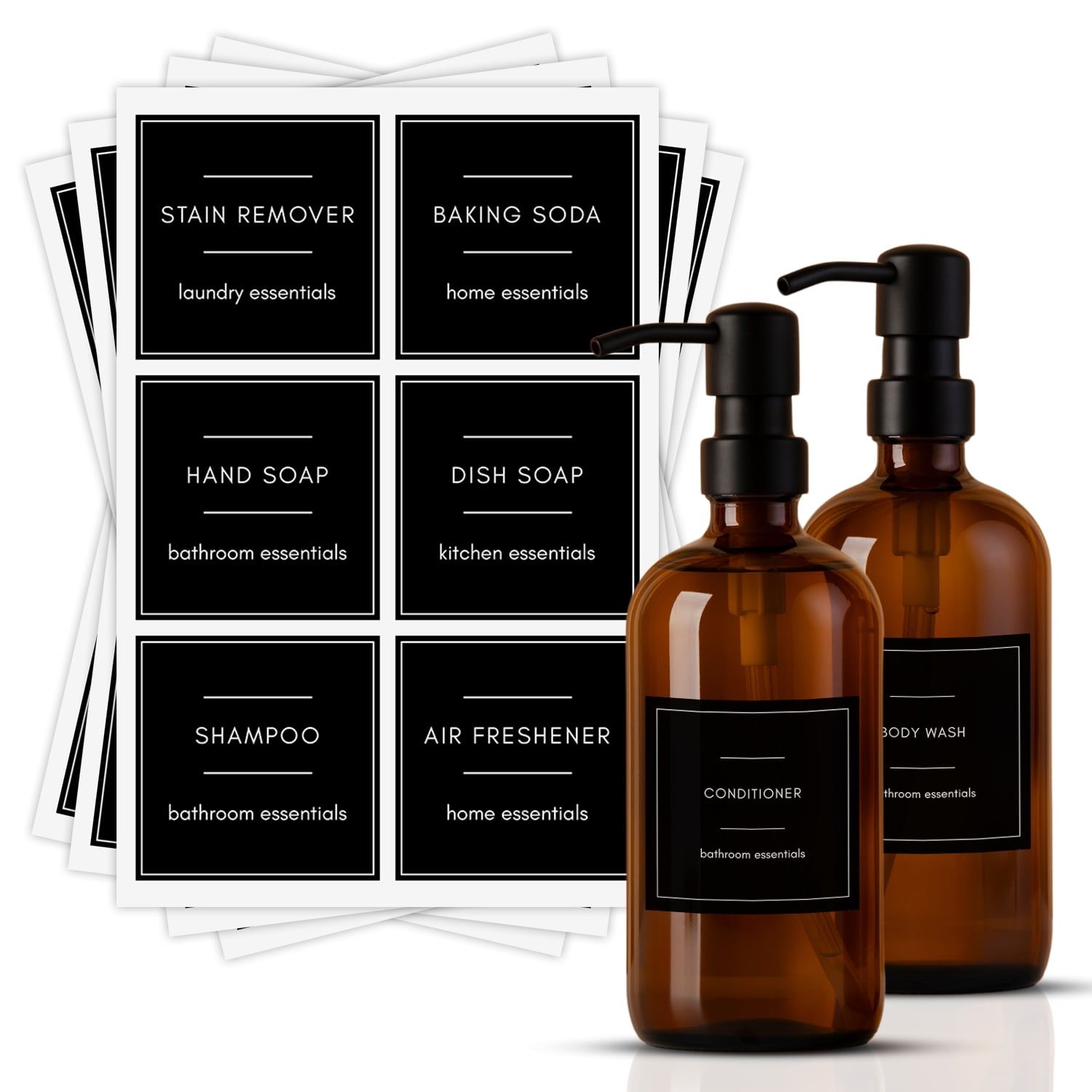 Pack of 64 Waterproof Soap & Spray Labels for Plastic/Glass Bottles ...