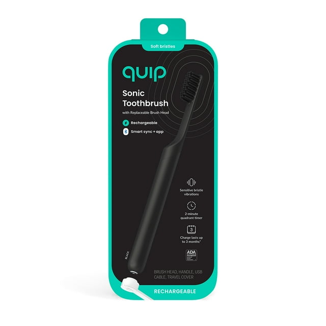 Quip Adult All-Black Plastic Full Head Smart Rechargeable Electric ...