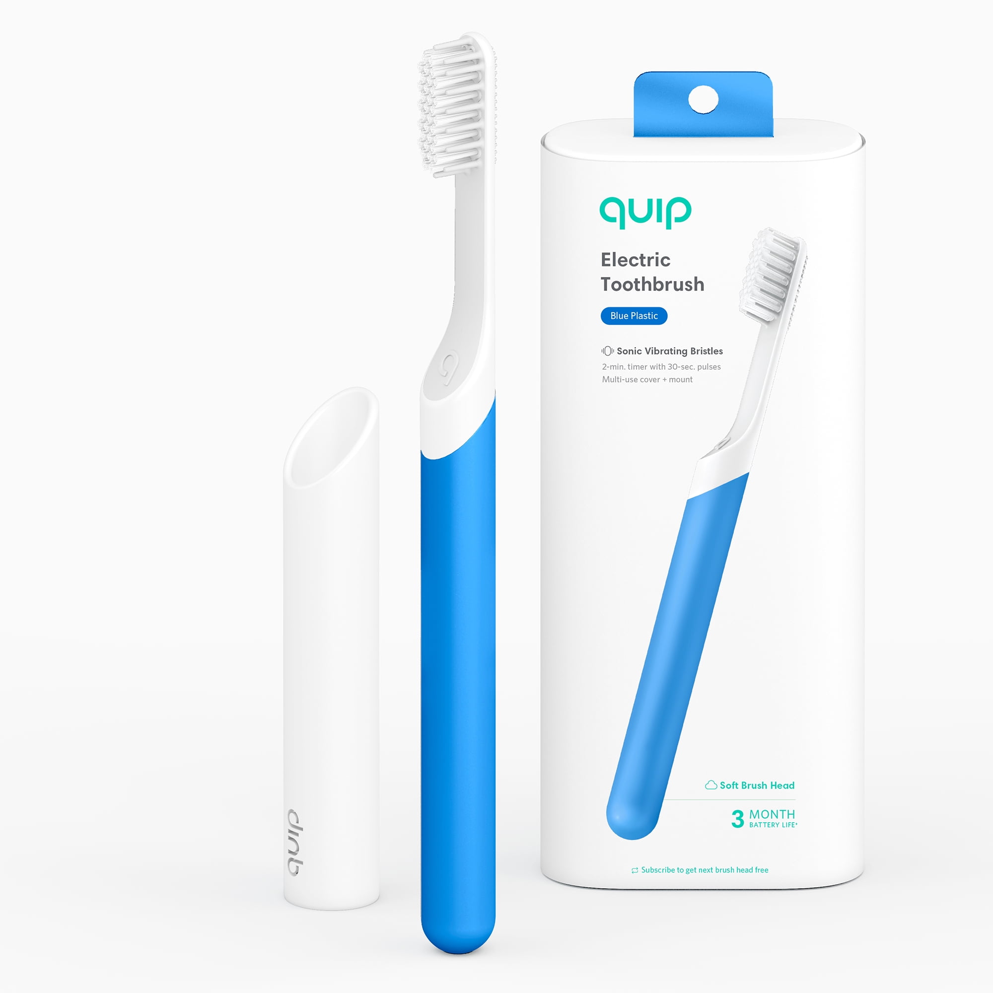 quip Electric Toothbrush Built In Timer Travel Case Silver Metal Walmart
