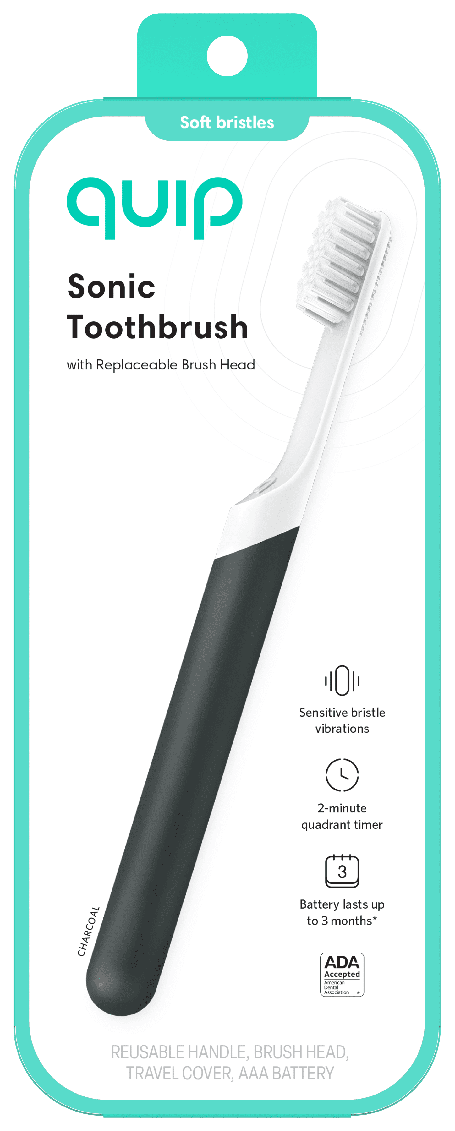 Quip Adult Electric Toothbrush Full Head, Built-in Timer + Travel Case ...