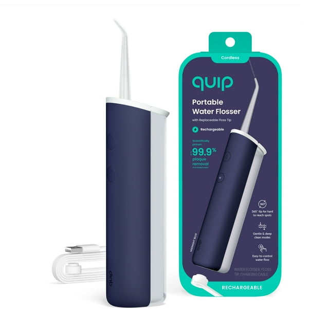 Quip Portable Cordless Water Flosser, 2 Pressure Modes, Replaceable ...