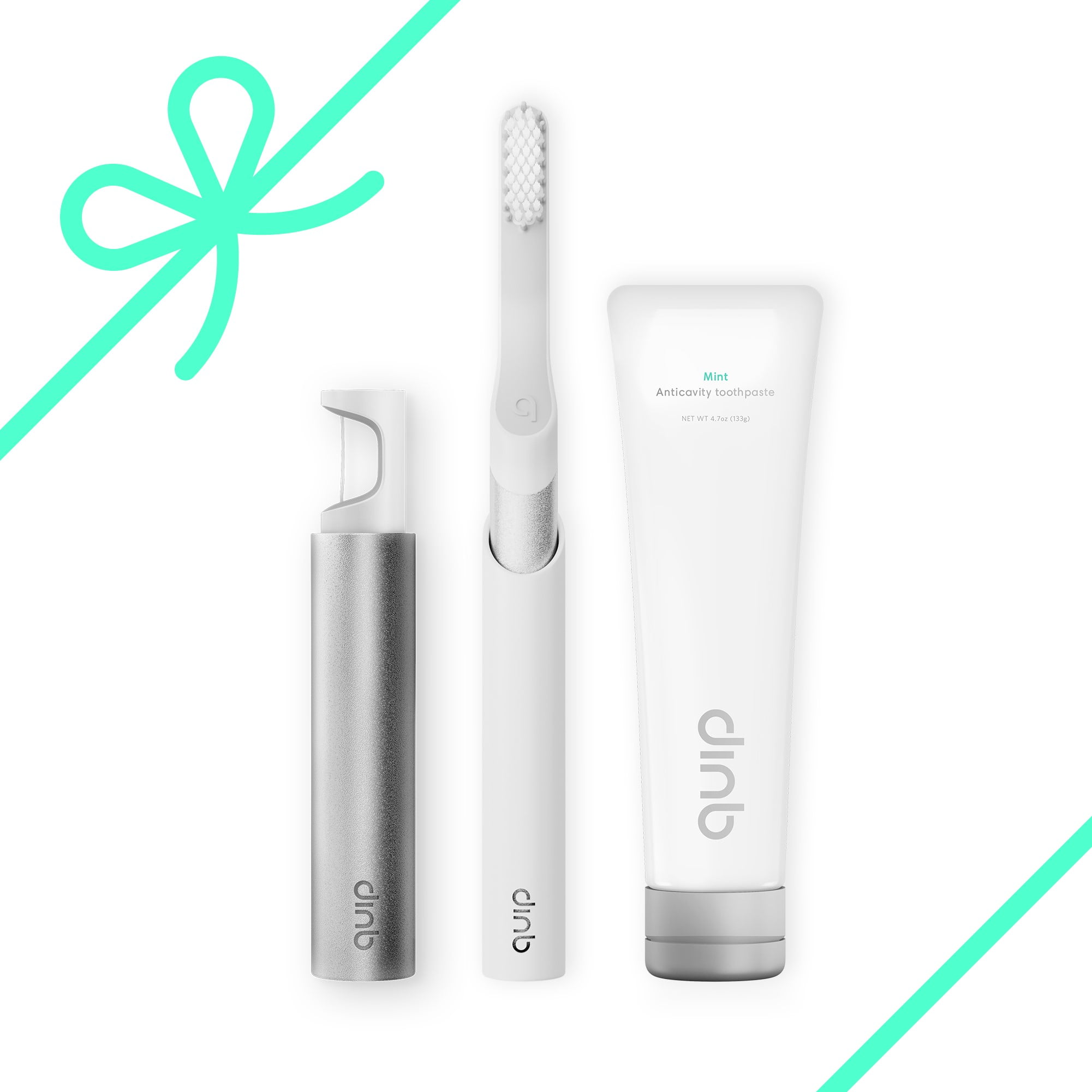 Quip Silver Metal Electric Toothbrush, Toothpaste & Refillable Floss ...