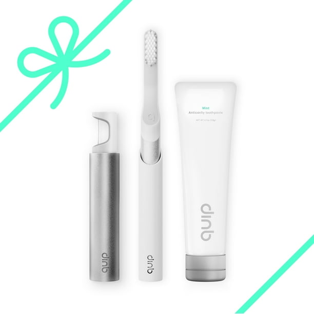 Quip Silver Metal Electric Toothbrush, Toothpaste & Refillable Floss ...
