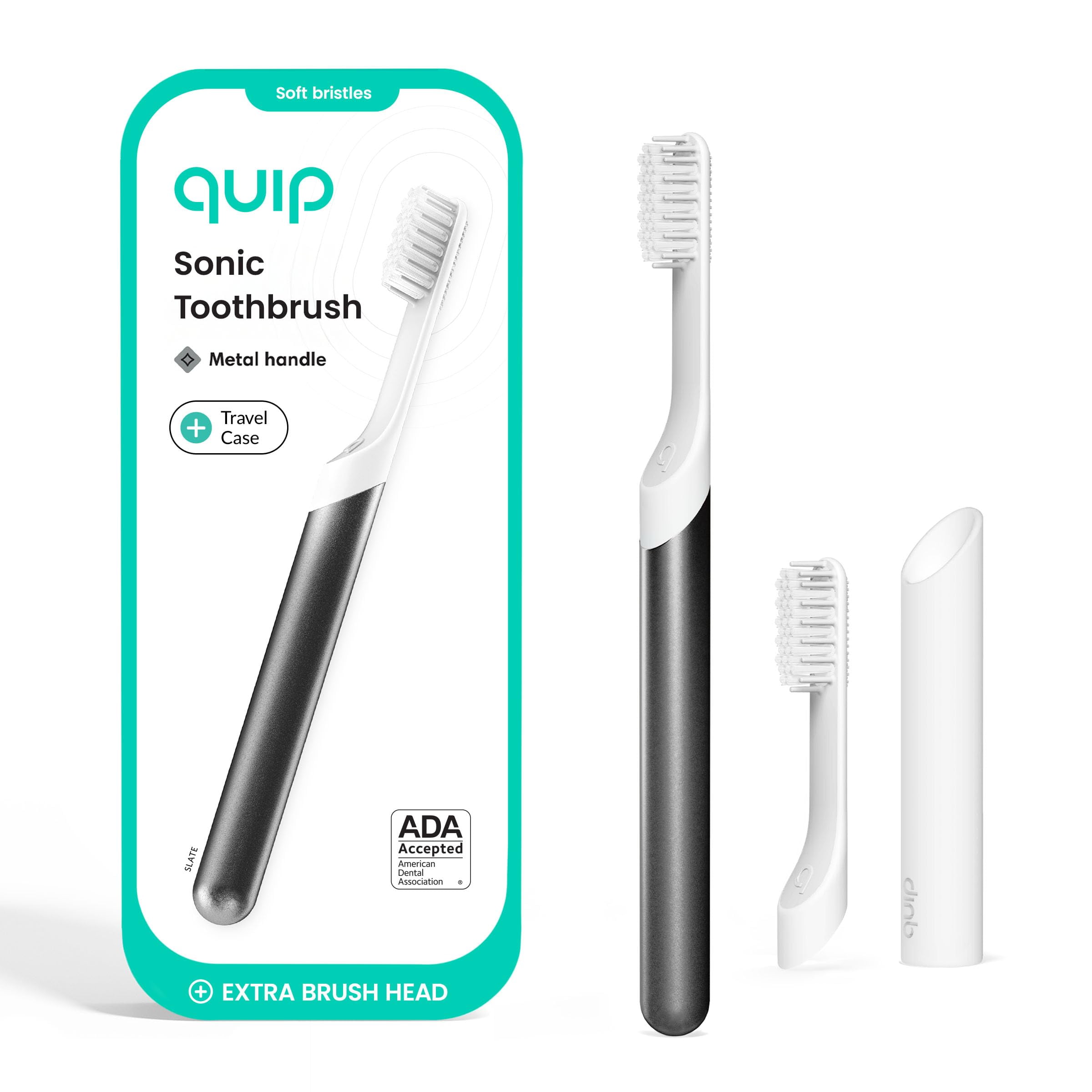 Quip Sonic Toothbrush for Adults with Timer - Includes Extra Brush Head ...