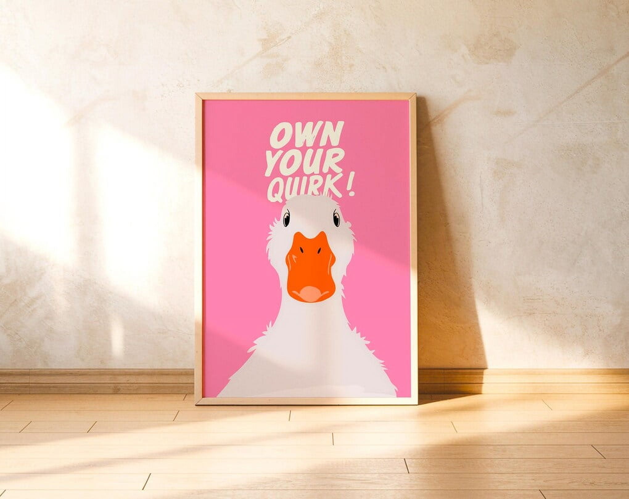 Own Your Quirk Goose Wall Art Pink Animal Poster For Kids Room Playful ...