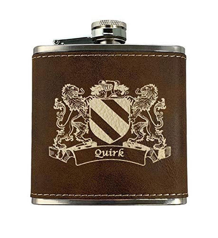Quirk Irish Coat of Arms Leather Flask - Rustic Brown - Walmart.com