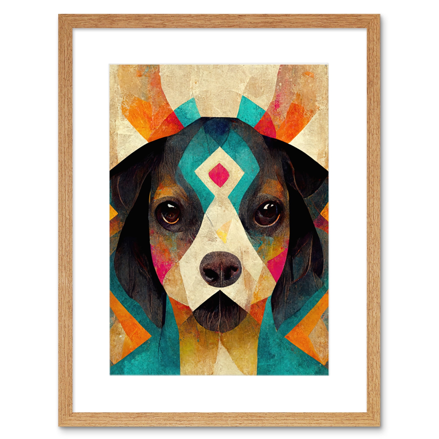 Quirky Boho Abstract Modern Shaman Guru Dog Artwork Framed Wall Art ...