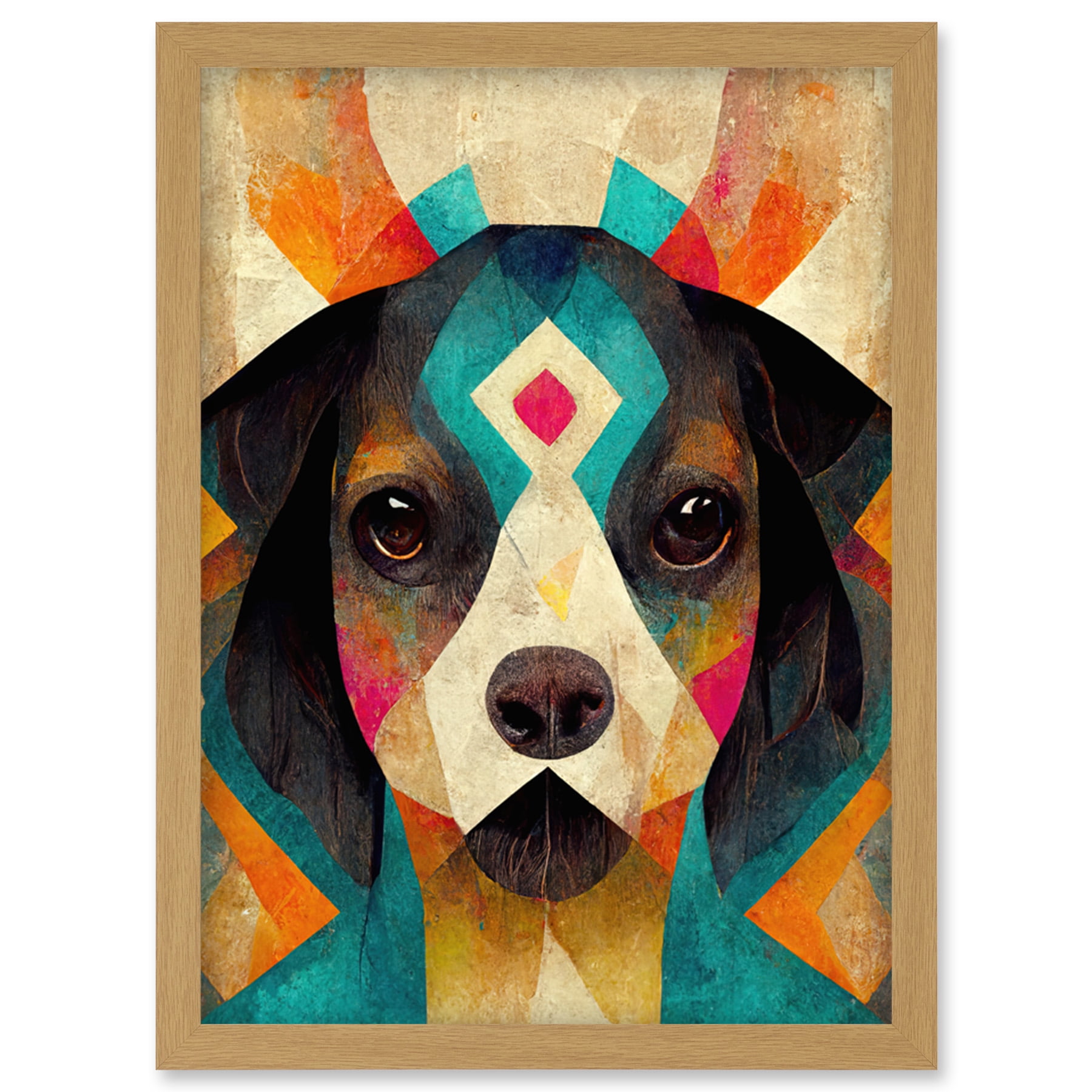 Quirky Boho Abstract Modern Shaman Guru Dog Artwork Framed Wall Art ...