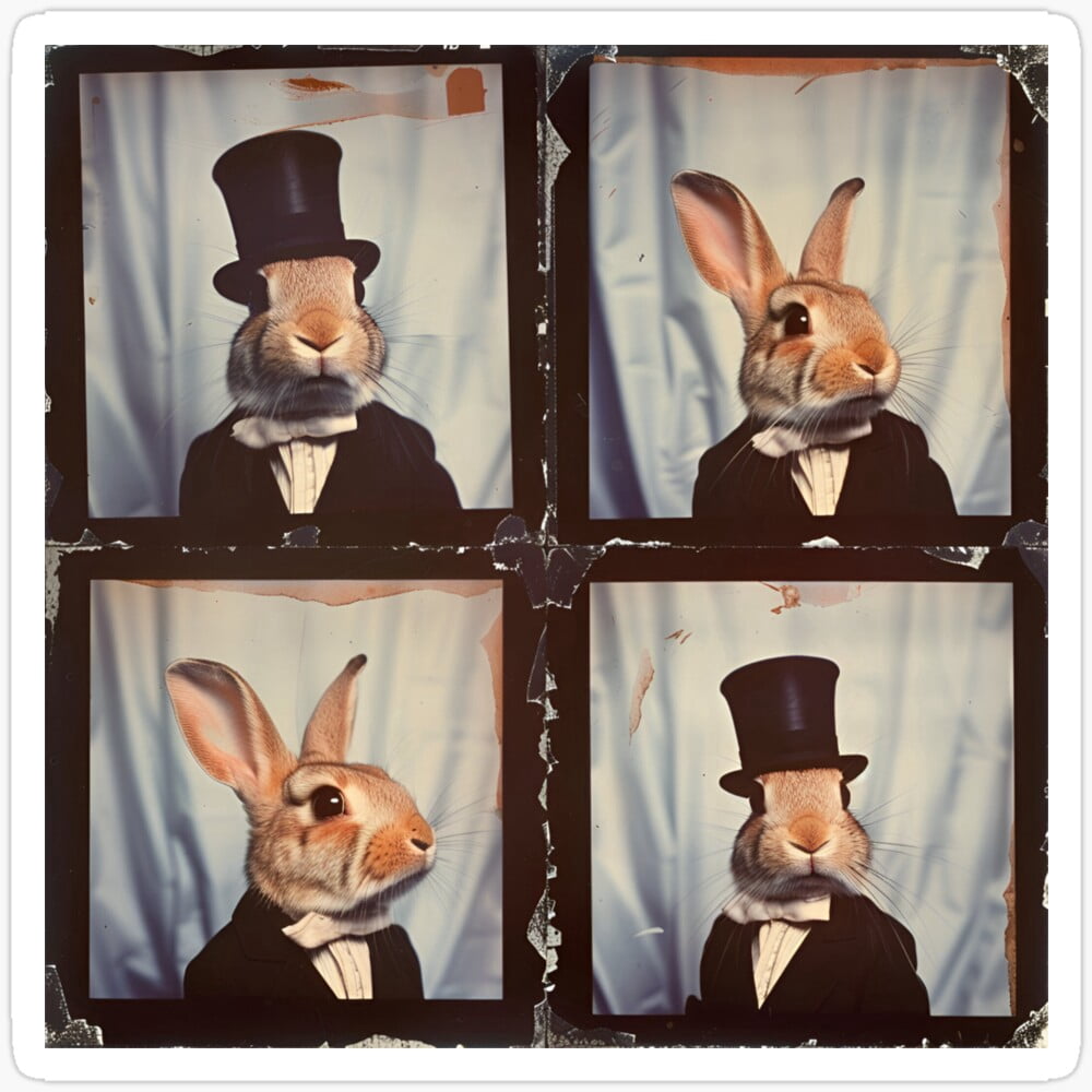 Quirky Bunny Gentleman Rabbit Top Hat & Suit Stickerphone Decal Water ...