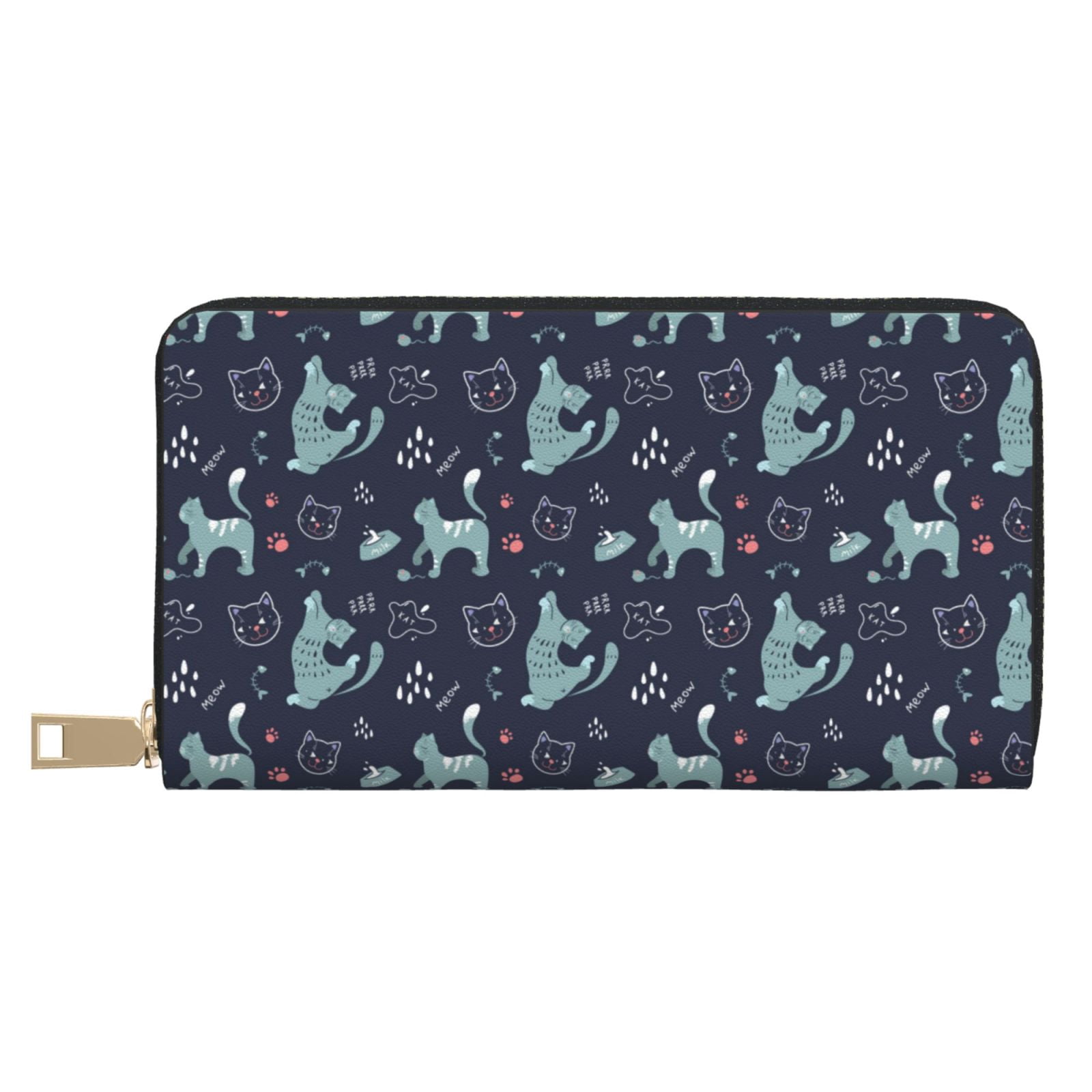 Quirky Cute Cartoon Cat Wallet Women, Leather Bifold Multi Card Wallet ...