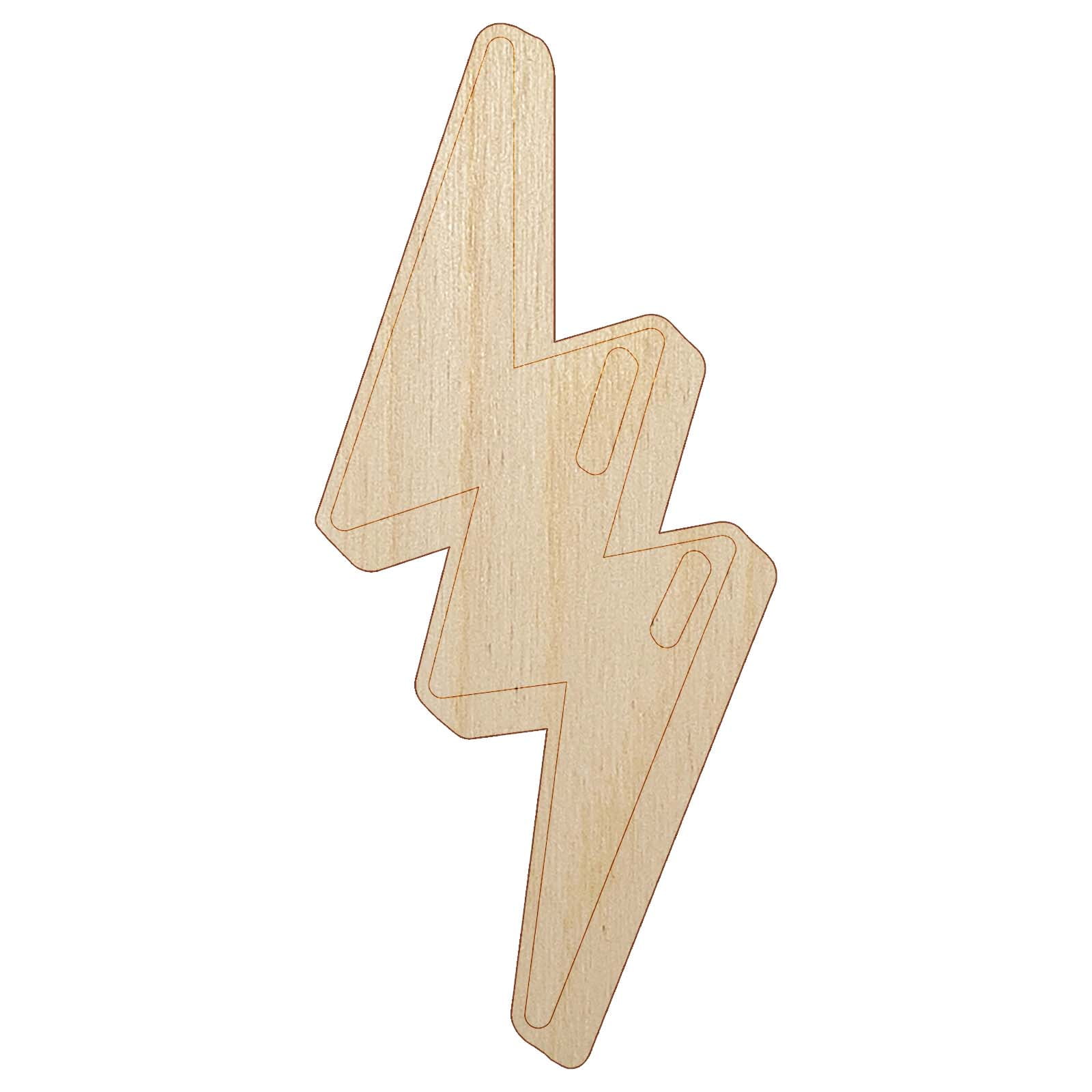 Quirky Lightning Bolt Wood Shape Unfinished Piece Cutout Craft DIY ...