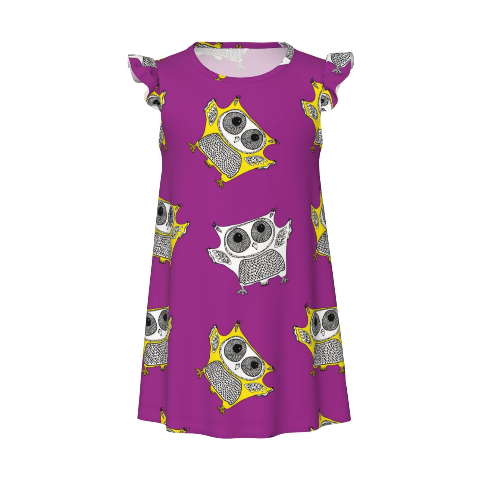 Quirky Owl Purple Girls Nightgowns, Pajamas for Girls, Soft Flutter ...