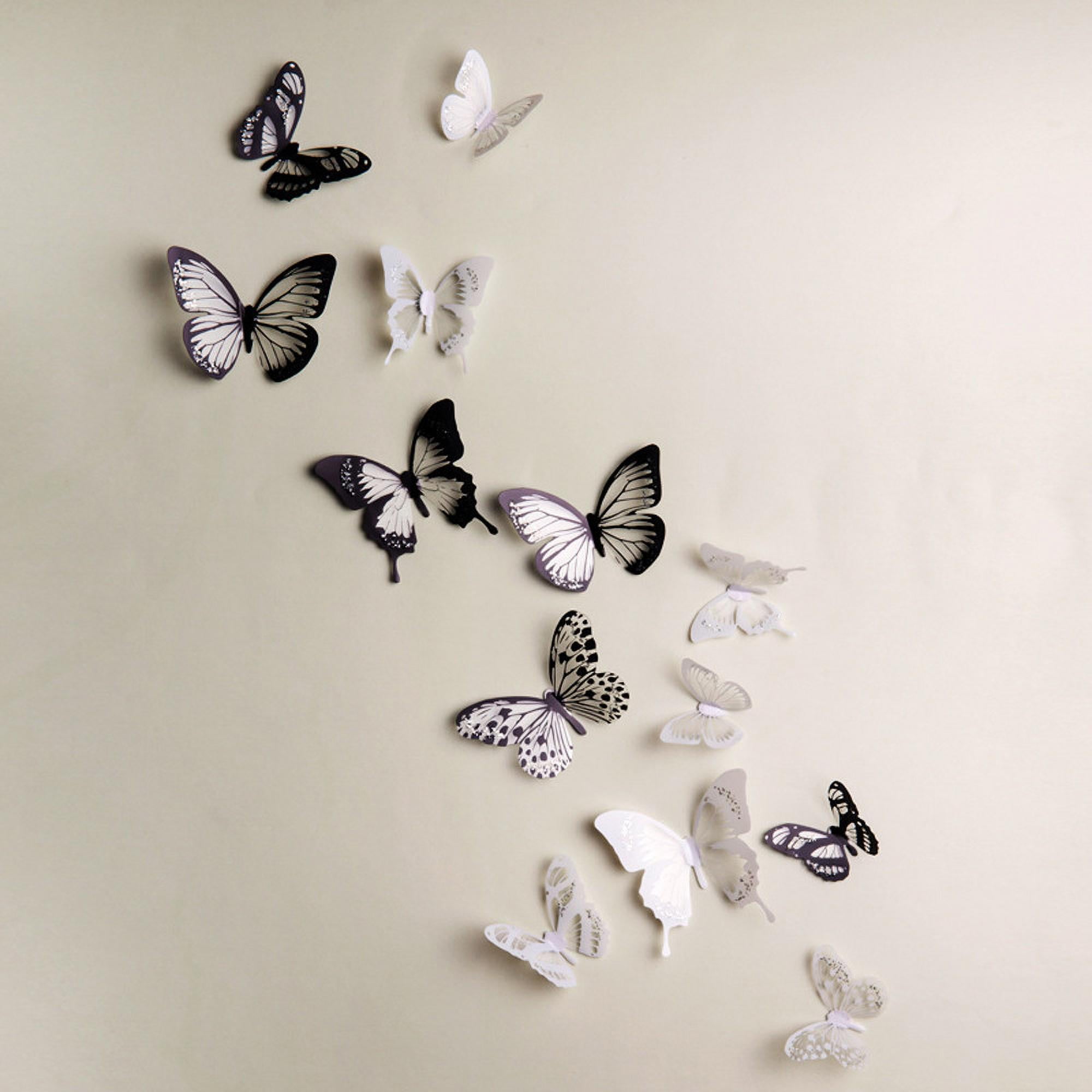 Quistrepon 18pcs Glowing 3d Butterfly Sticker Home Decoration Pvc Art ...