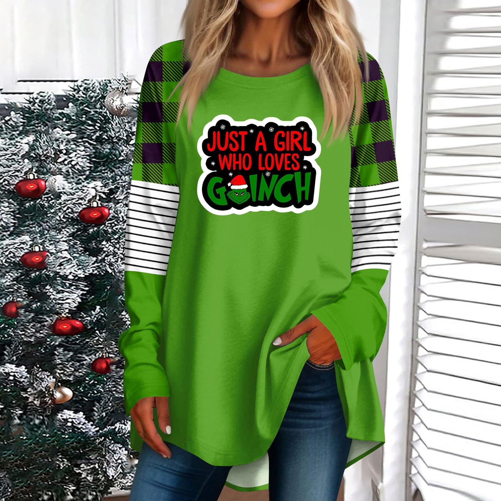 Quistrepon Christmas Grinch Shirts for Women, Women's Casual Plus ...