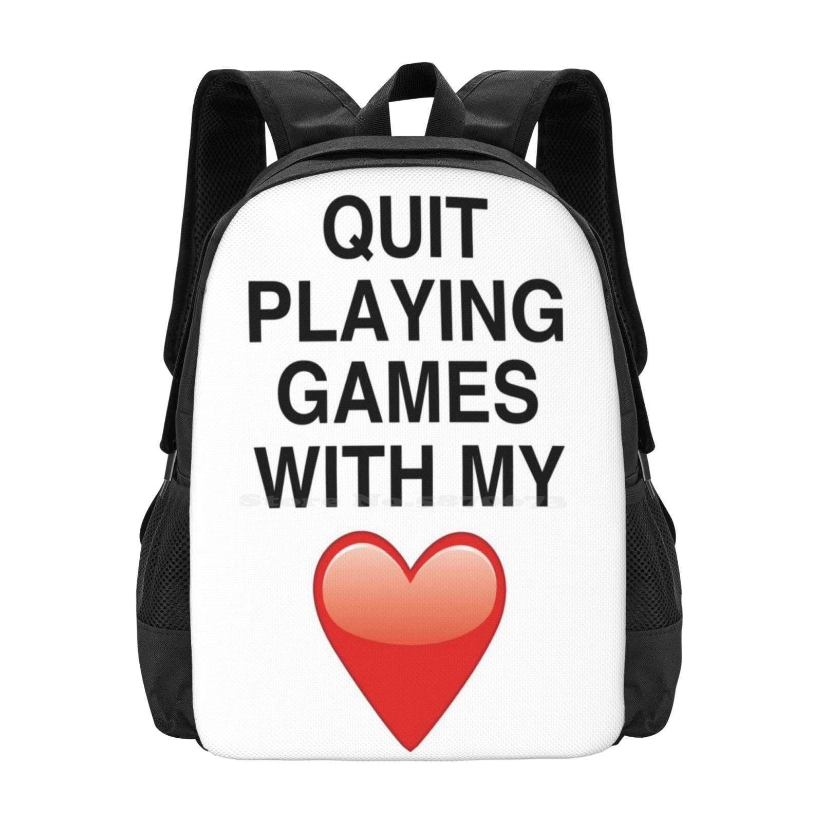 Quit Playing Games Pattern Design Bag Student's Backpack Bsb Music ...