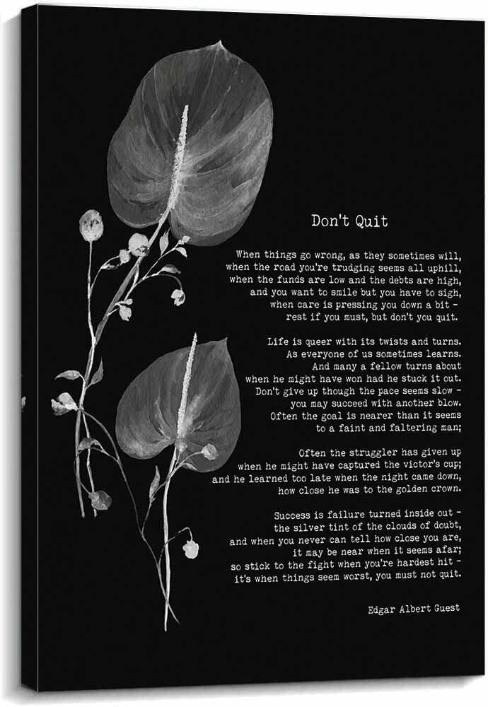 Don't Quit Poem Wall Decor Edgar Albert Guest Quotes Wall Art Poetry ...