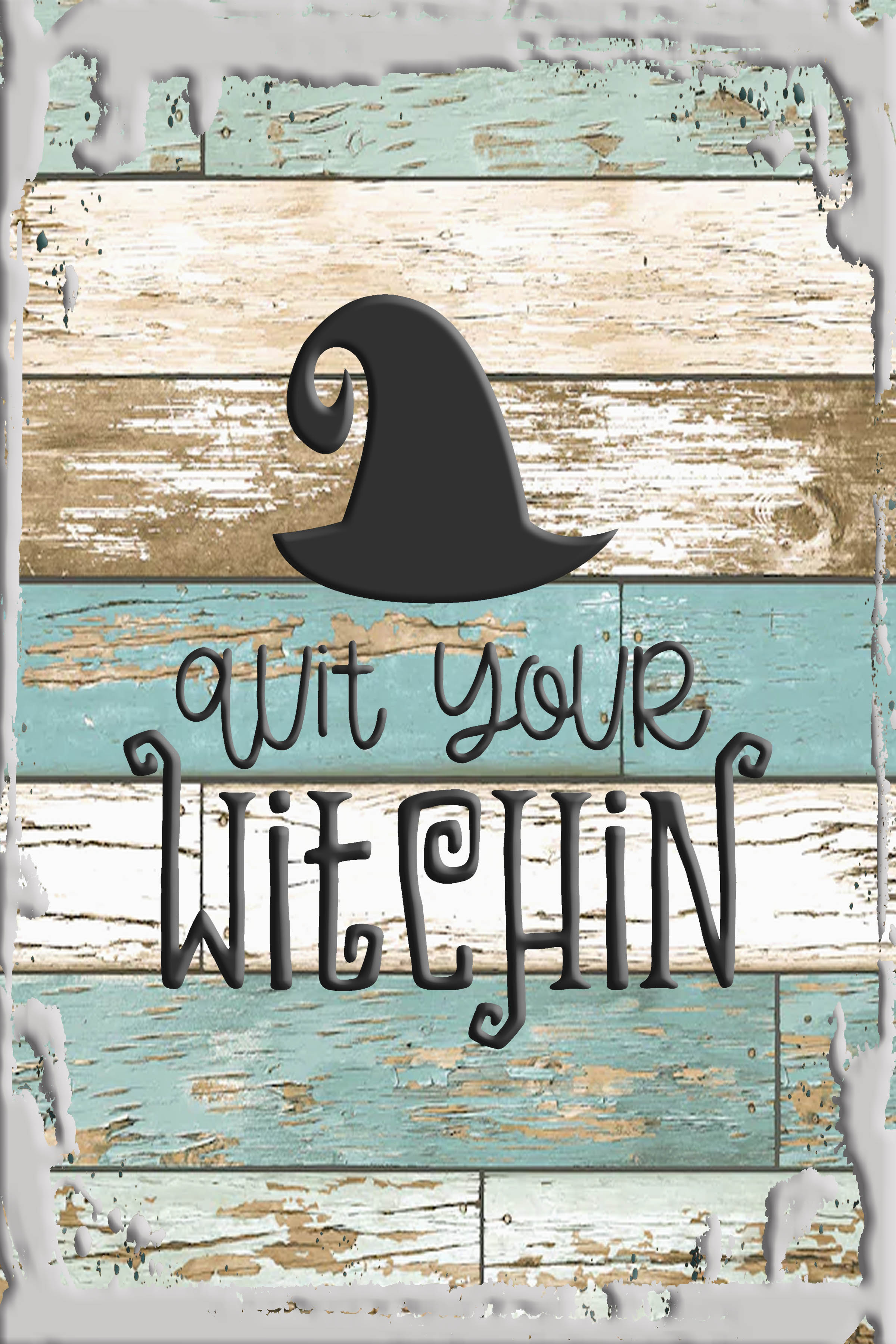 Quit your witchin witch hat funny halloween occult magic White Wall Art ...
