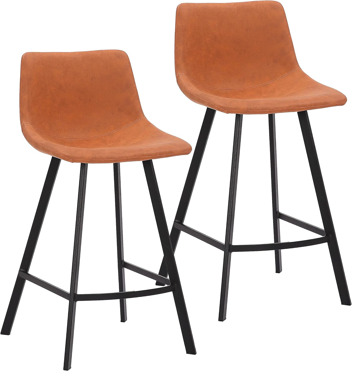 Quita Couter Height Stools Set of 2, Stylish Microfiber Upholstery with ...