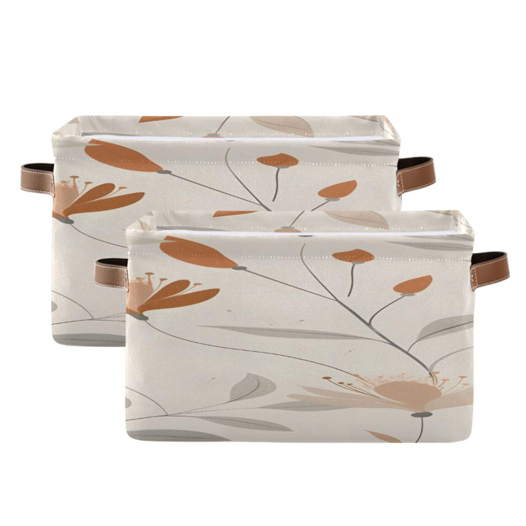 Quitely Elegant Flower Patterns Square Storage Bins with Handles ...