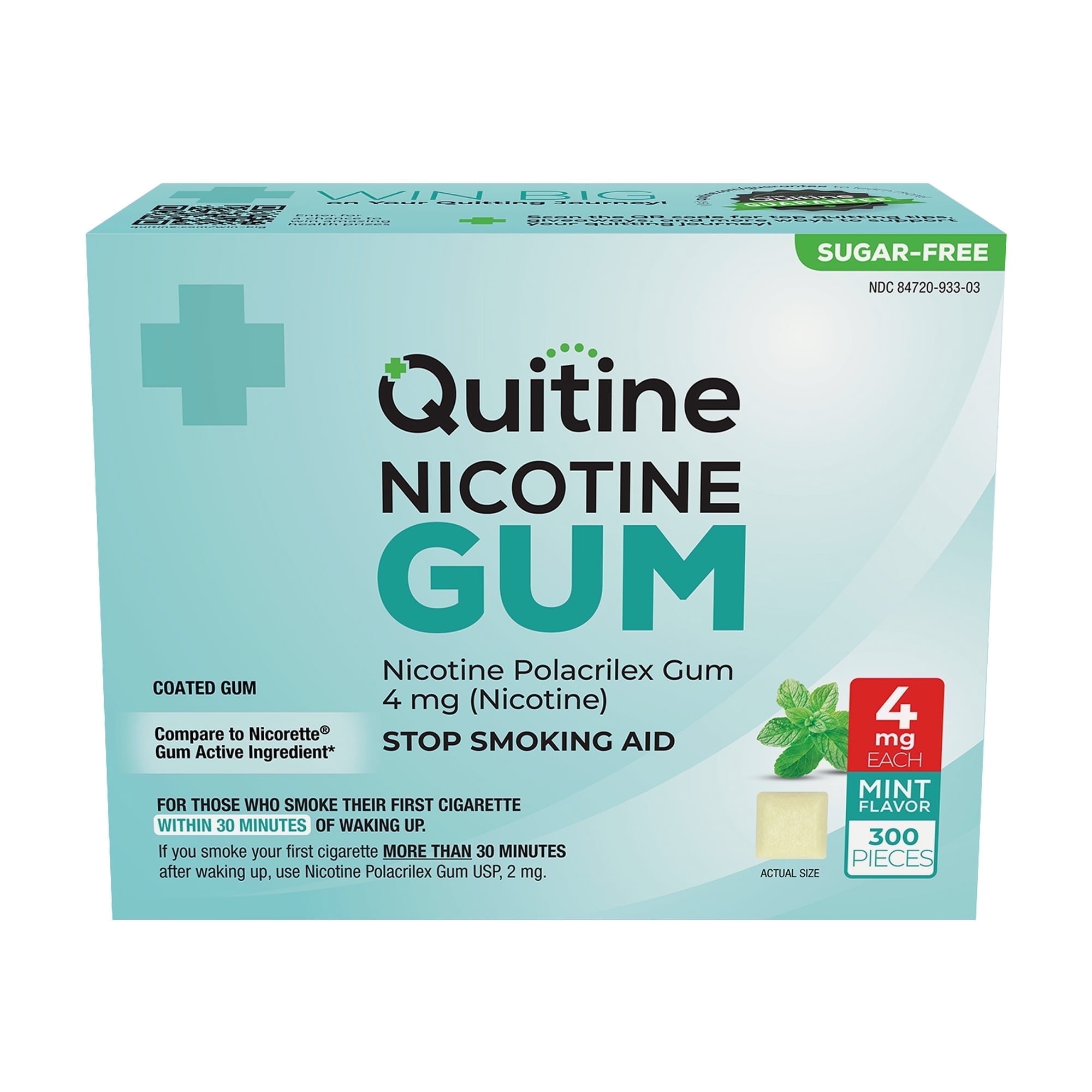 Quitine Nicotine Gum 4mg, Mint Flavor, Stop Smoking Aid – Affordable ...